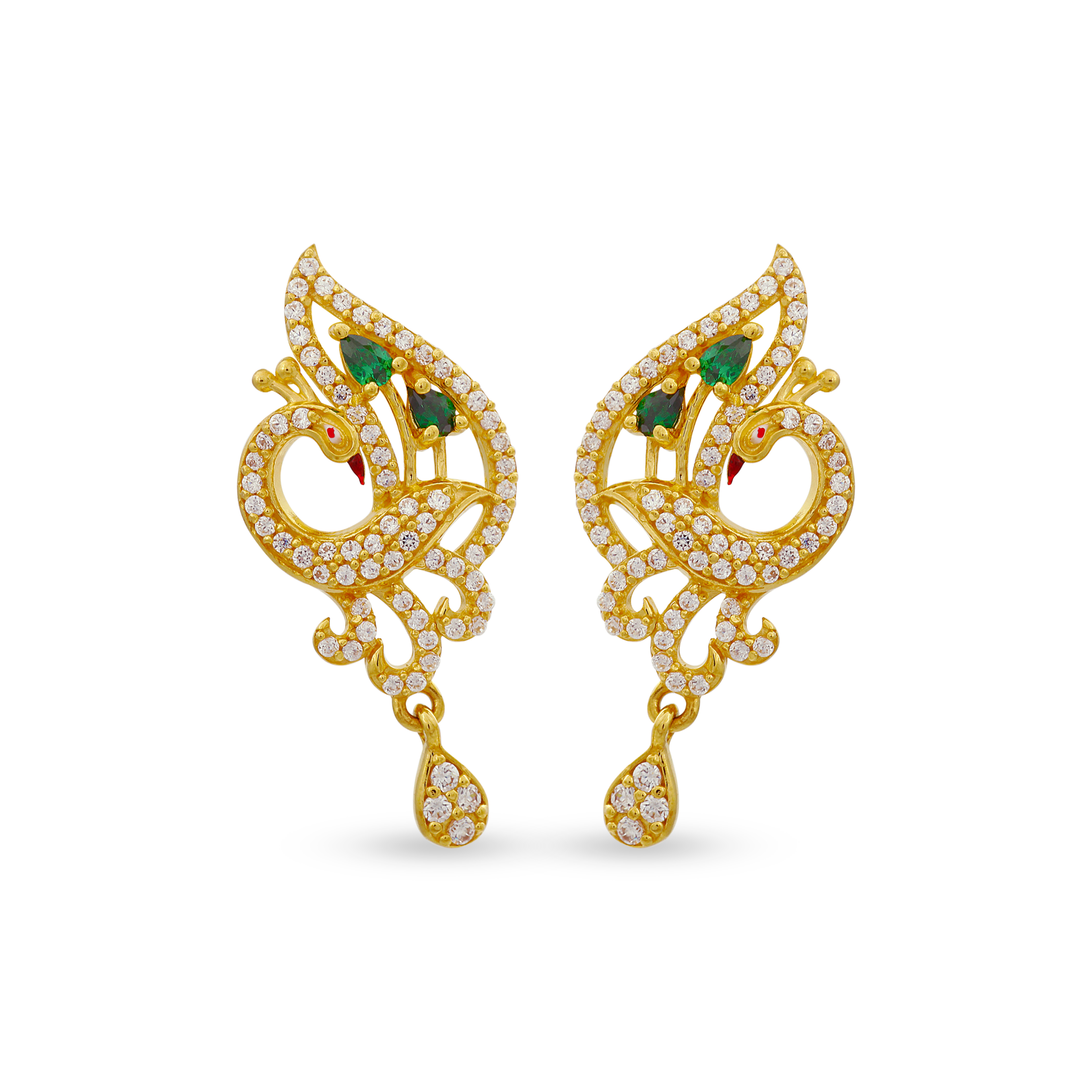 Buy Awesome Mayuri Peacock Gold Earrings | GRT Oriana