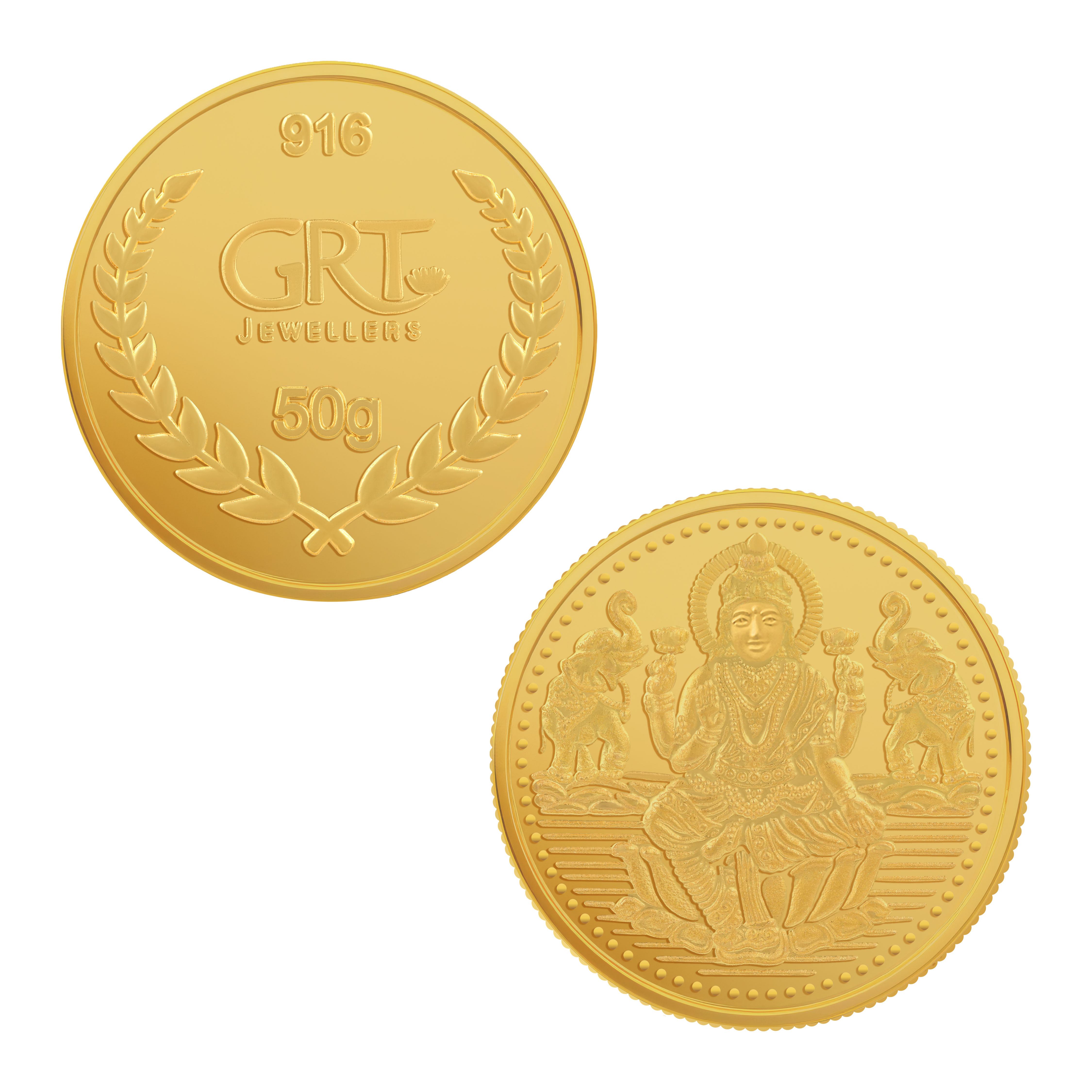 Buy 22KT - 50 Grams Lakshmi Gold Coin Online | GRT Jewels