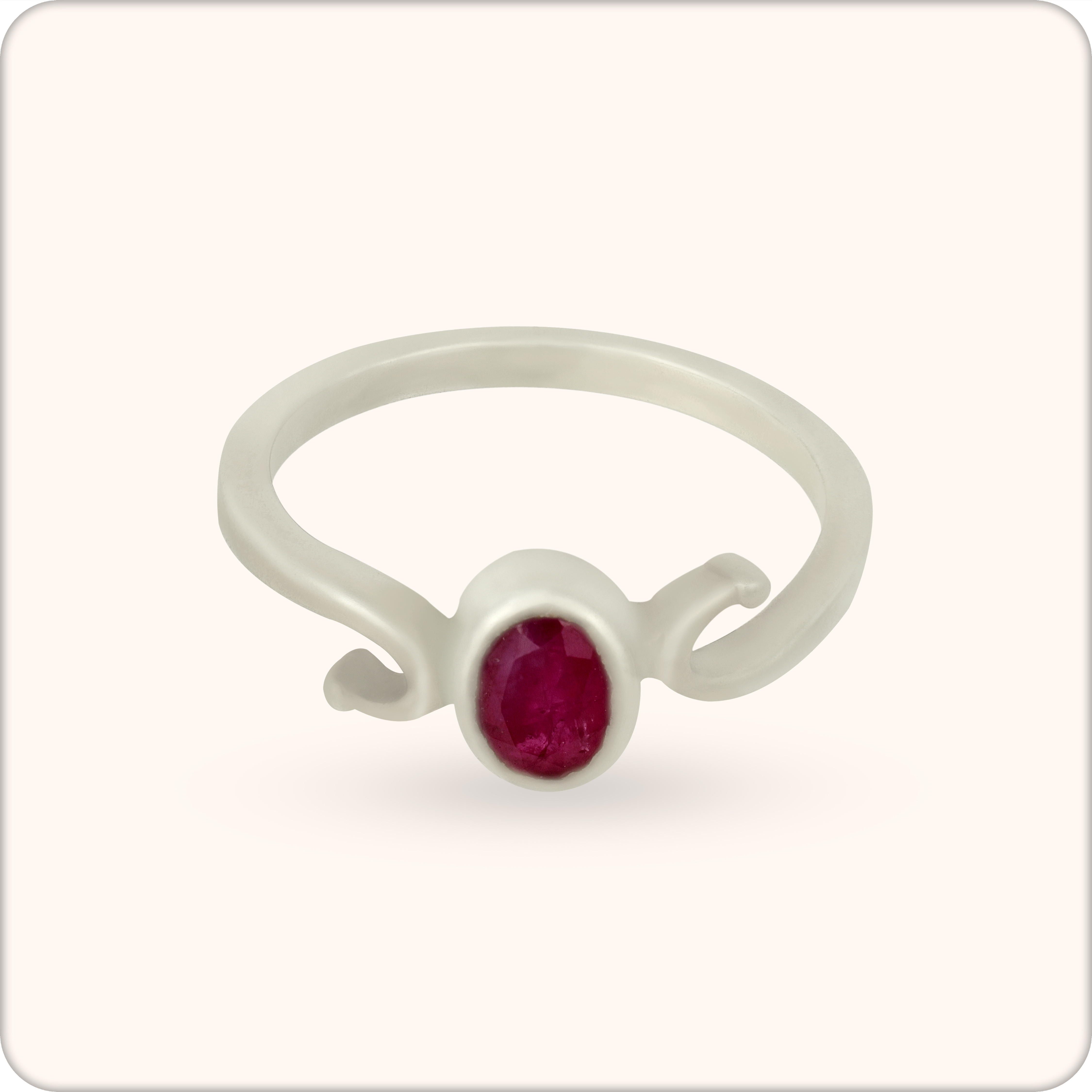 Buy Oval Glow Ruby Silver Ring | GRT Jewellers