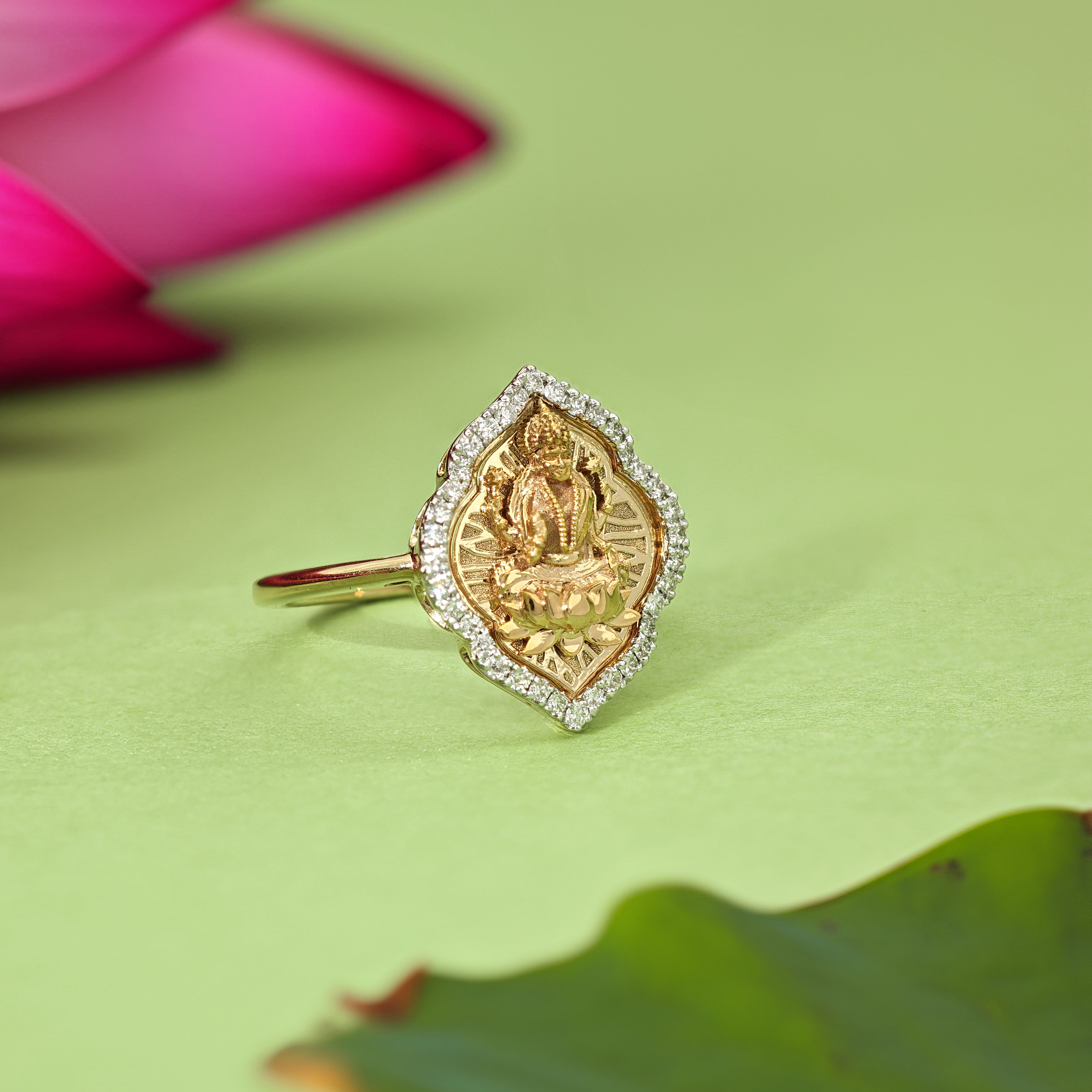 Buy Radiant Lotus and Goddess Lakshmi Ring - T'Mara | GRT Jewellers