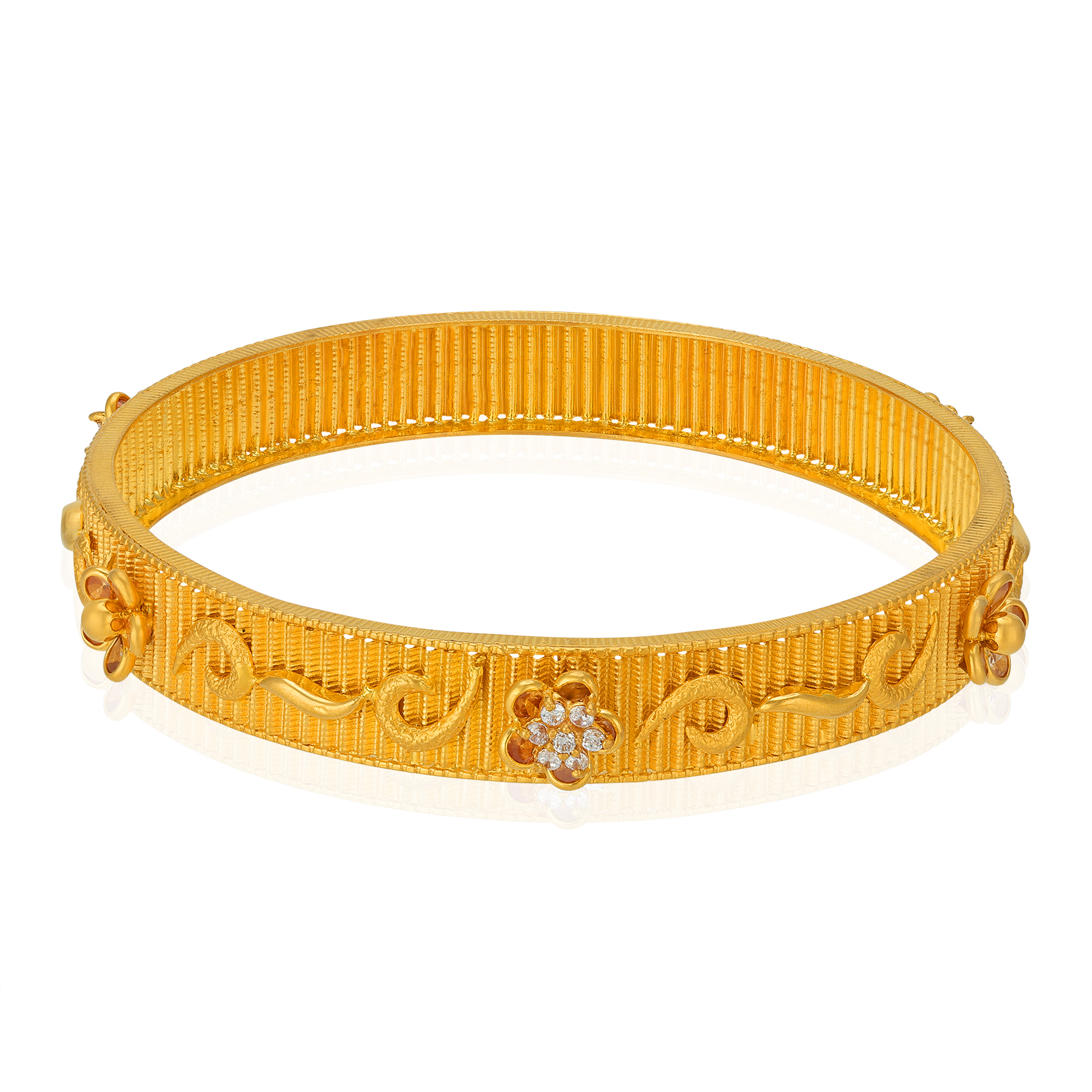 Buy Ornate Floral Gold Bangles |GRT Jewellers