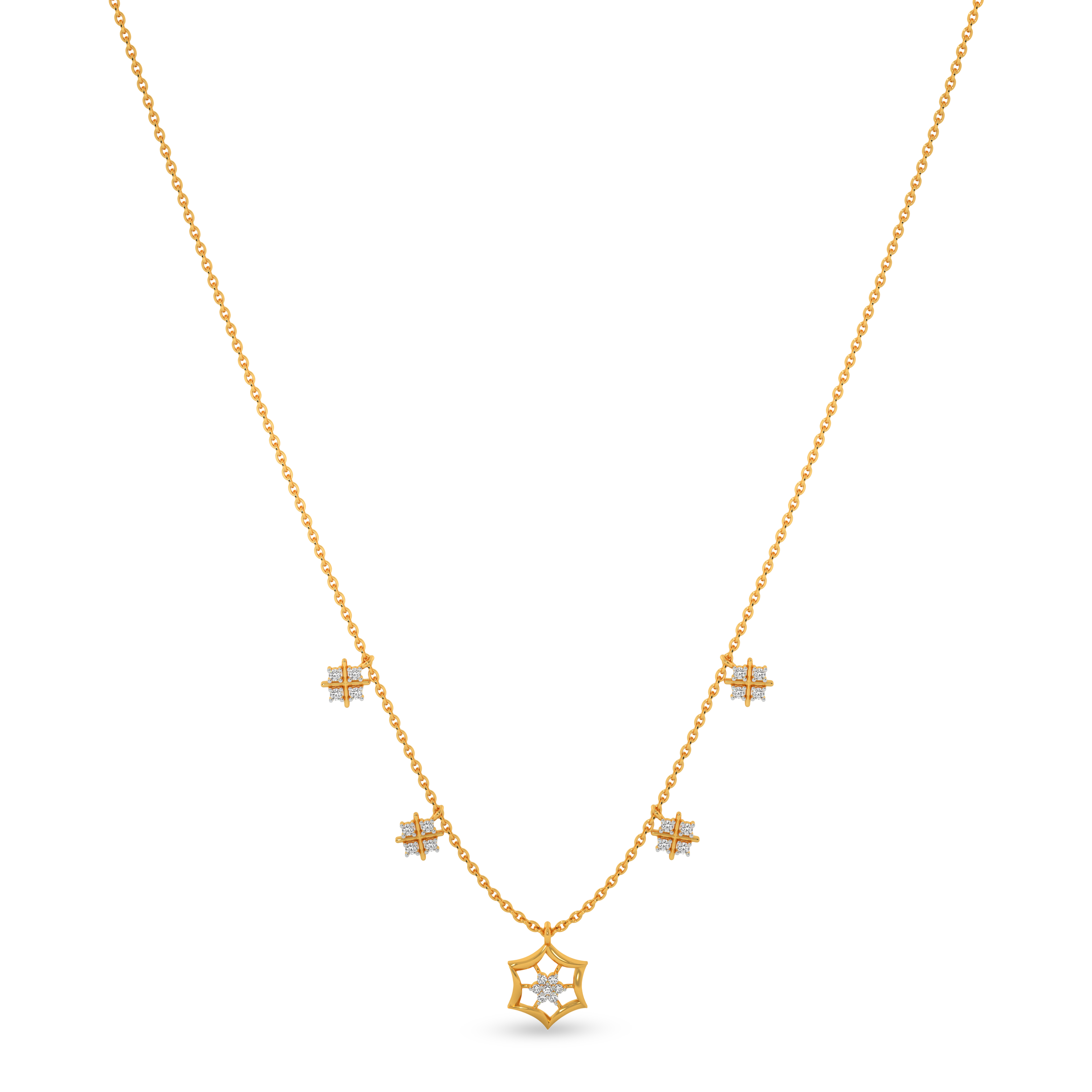 Buy Shimmering Petite Floral Diamond Necklace |GRT Jewellers