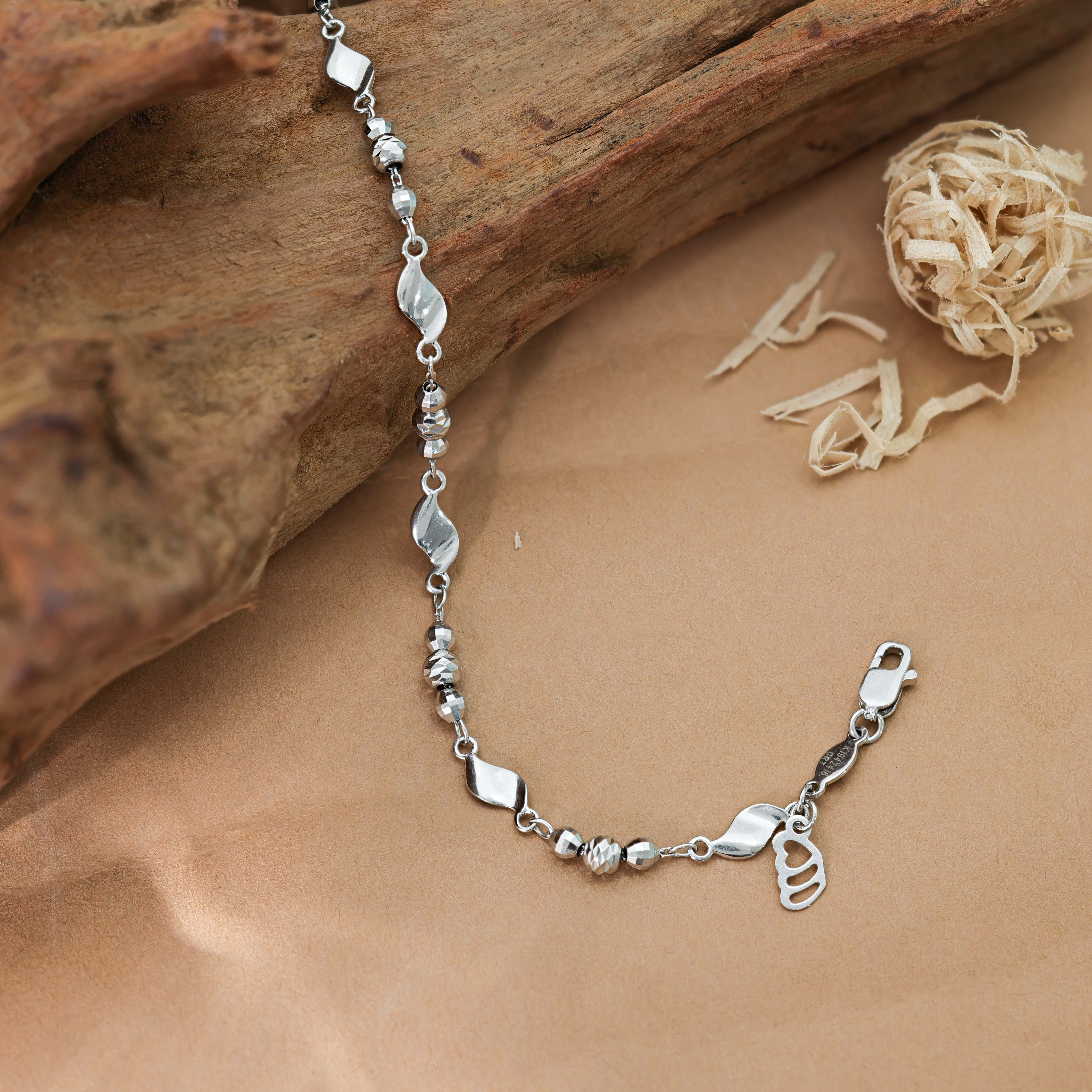 Buy Geometric Platinum Link Bracelet | GRT Jewellers