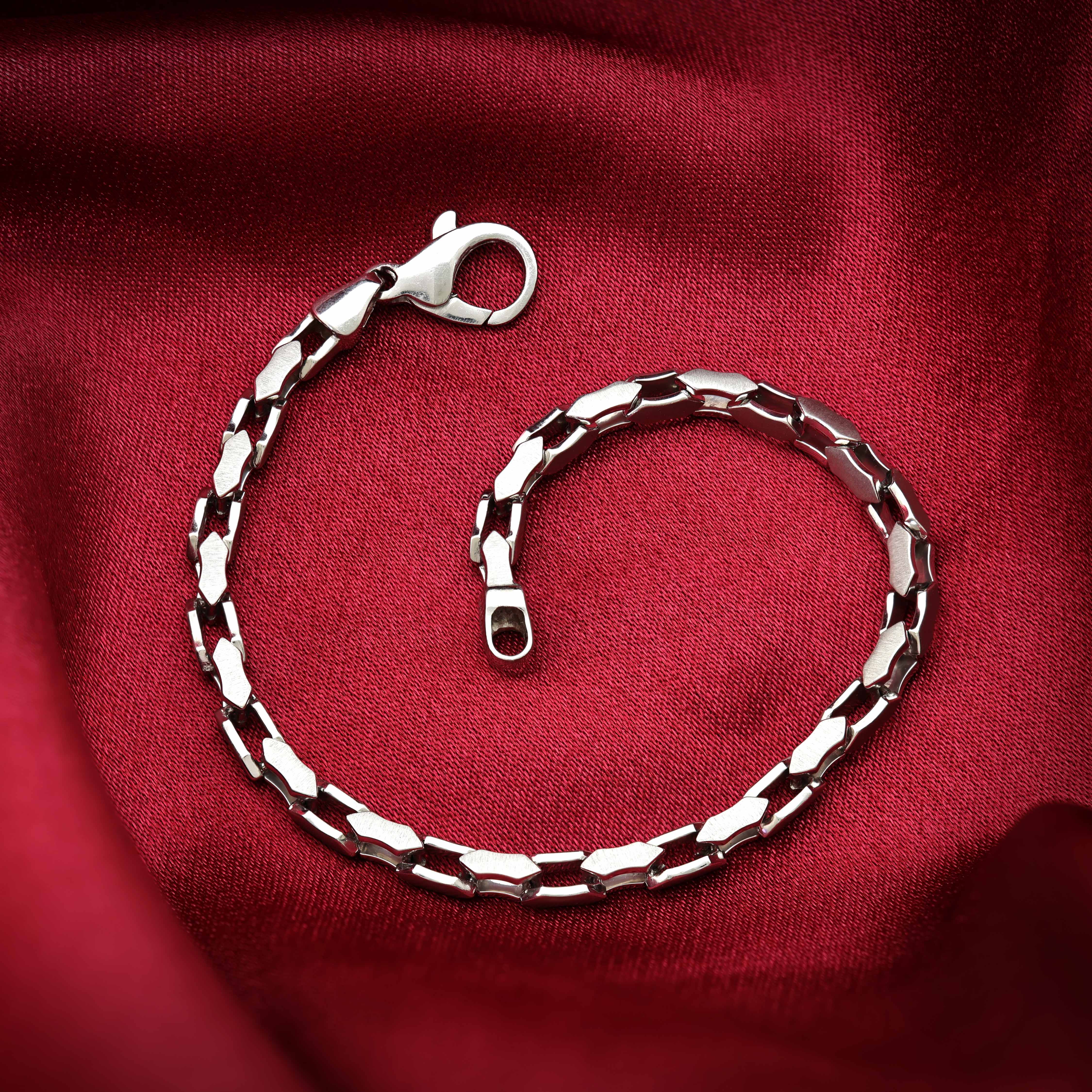 Buy Textured Contrast Platinum Link Bracelet | GRT Jewellers