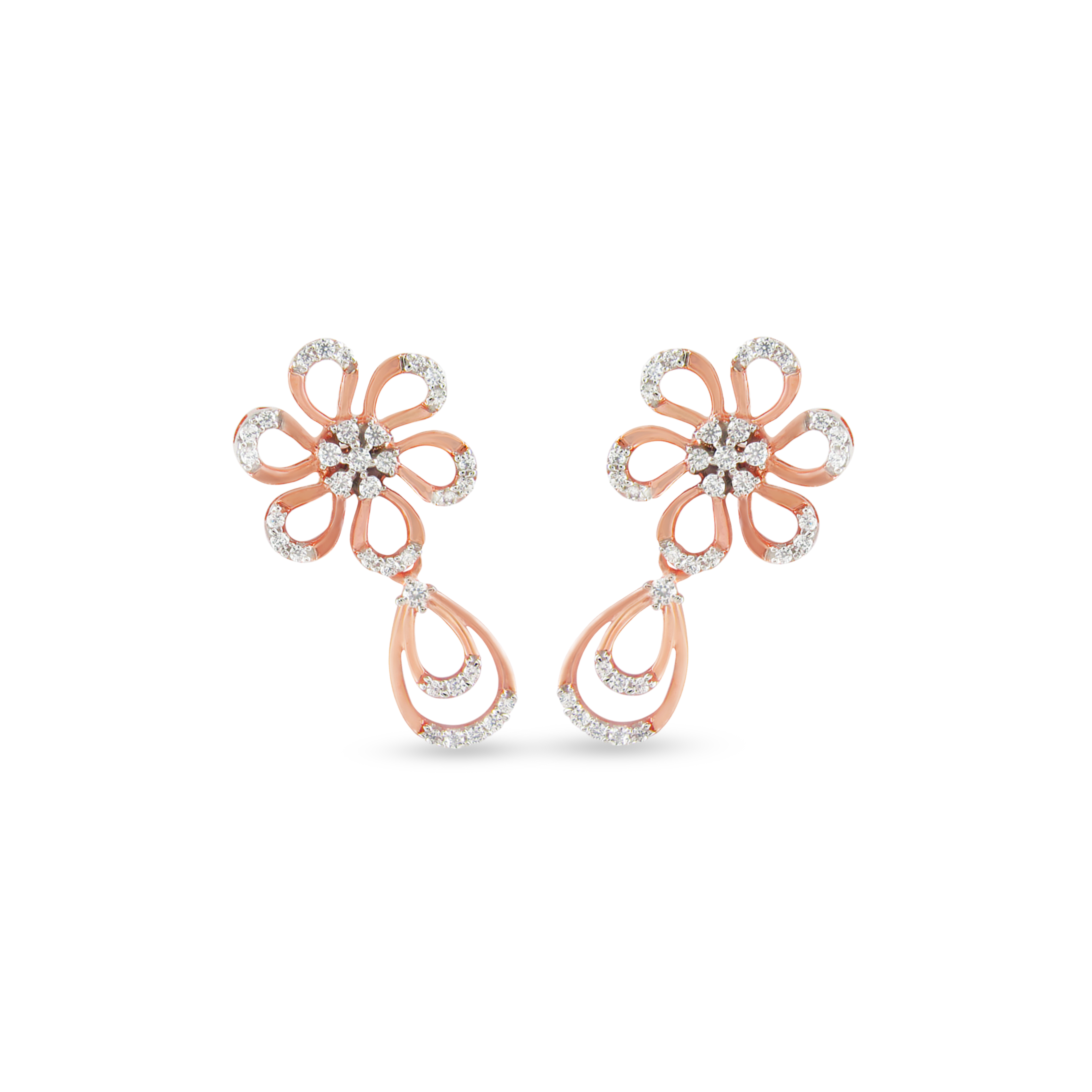 Buy Adorable Floral Shaped Pear Drop Diamond Earrings |GRT Jewellers