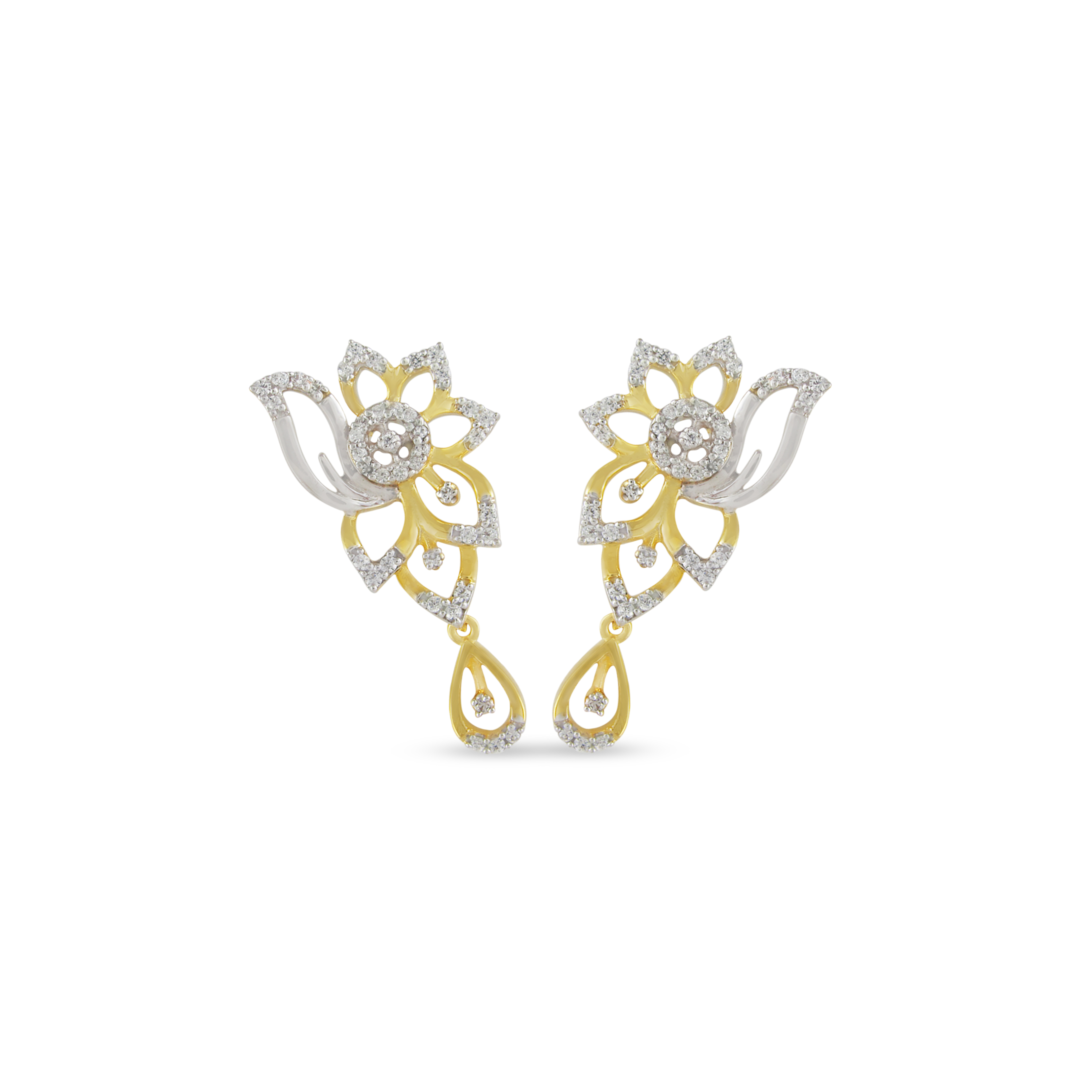 Buy Trending Lotus Shaped Diamond Drop Earrings |GRT Jewellers