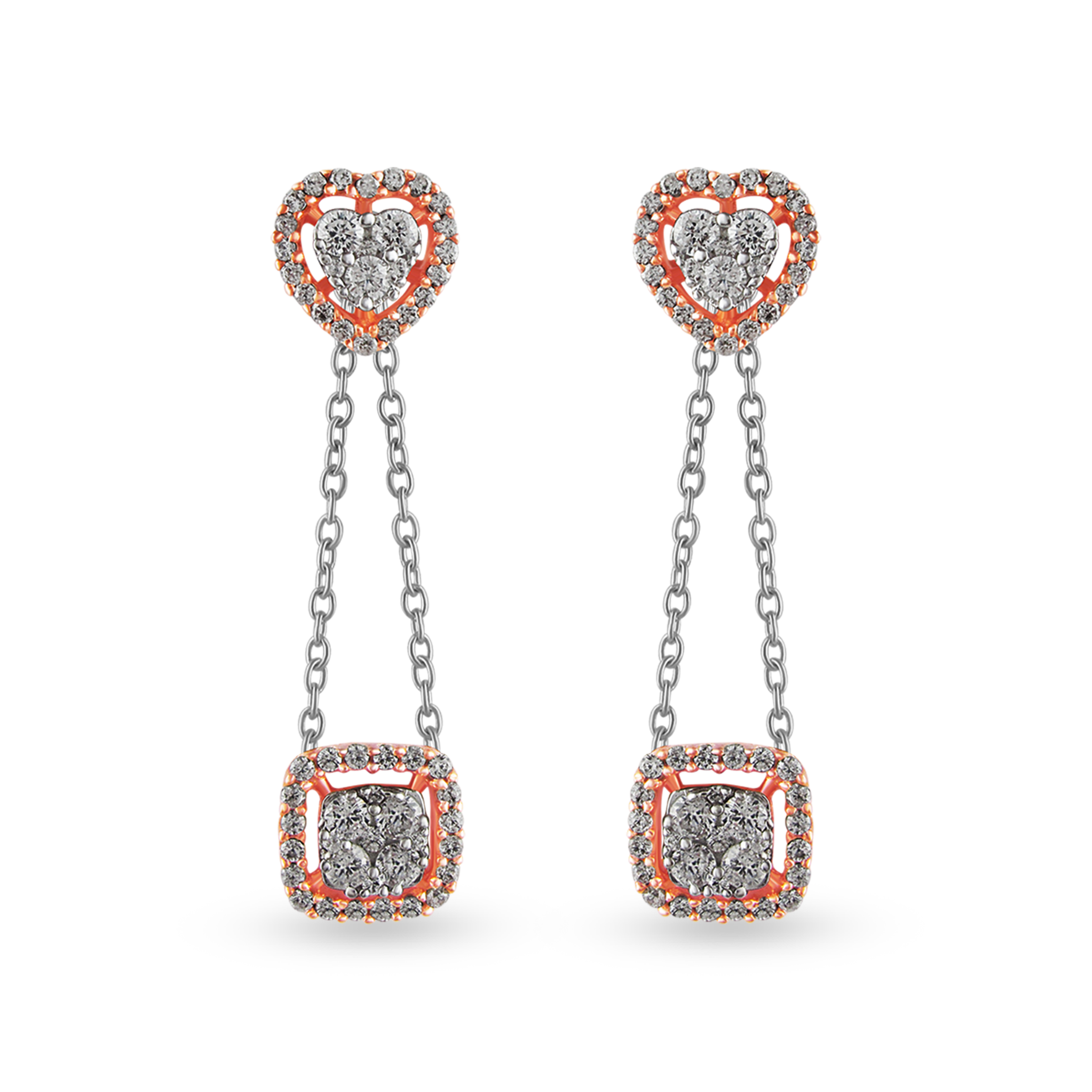 Buy Lovely Heart Shaped Diamond Drop Earrings |GRT Jewellers