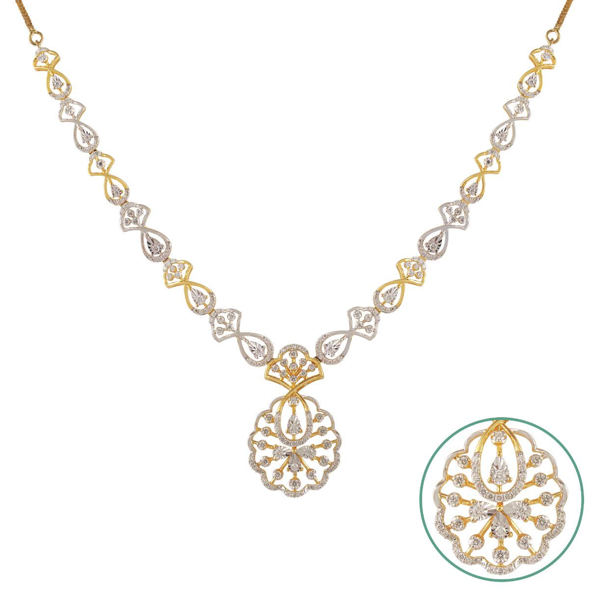 Buy Ethnic Trilobe Diamond Necklace |GRT Jewellers