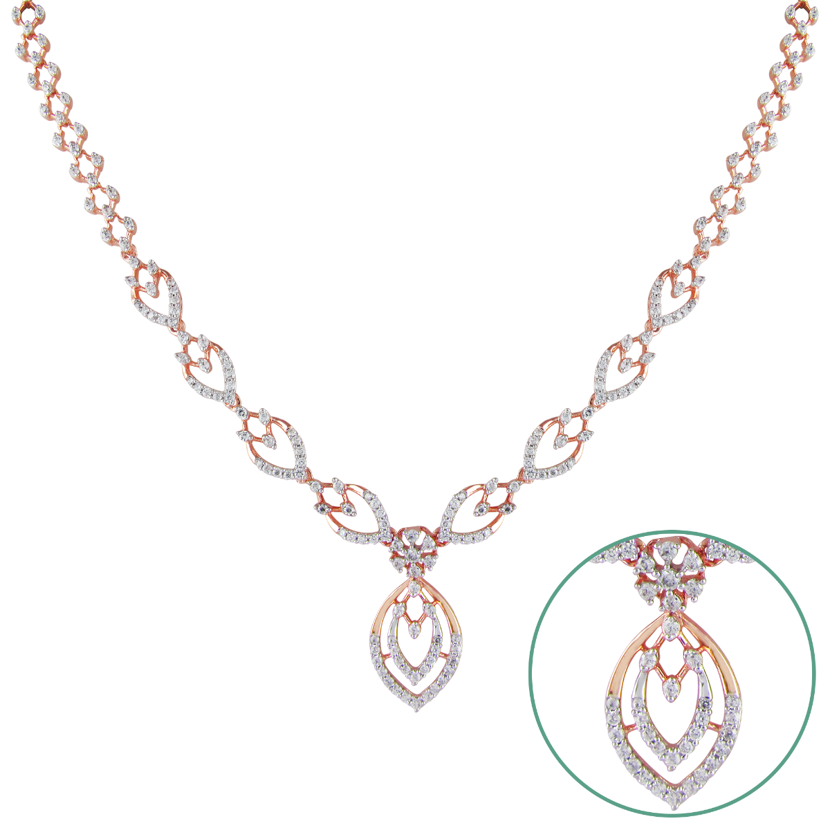 Alluring Dual Drop Diamond Necklace