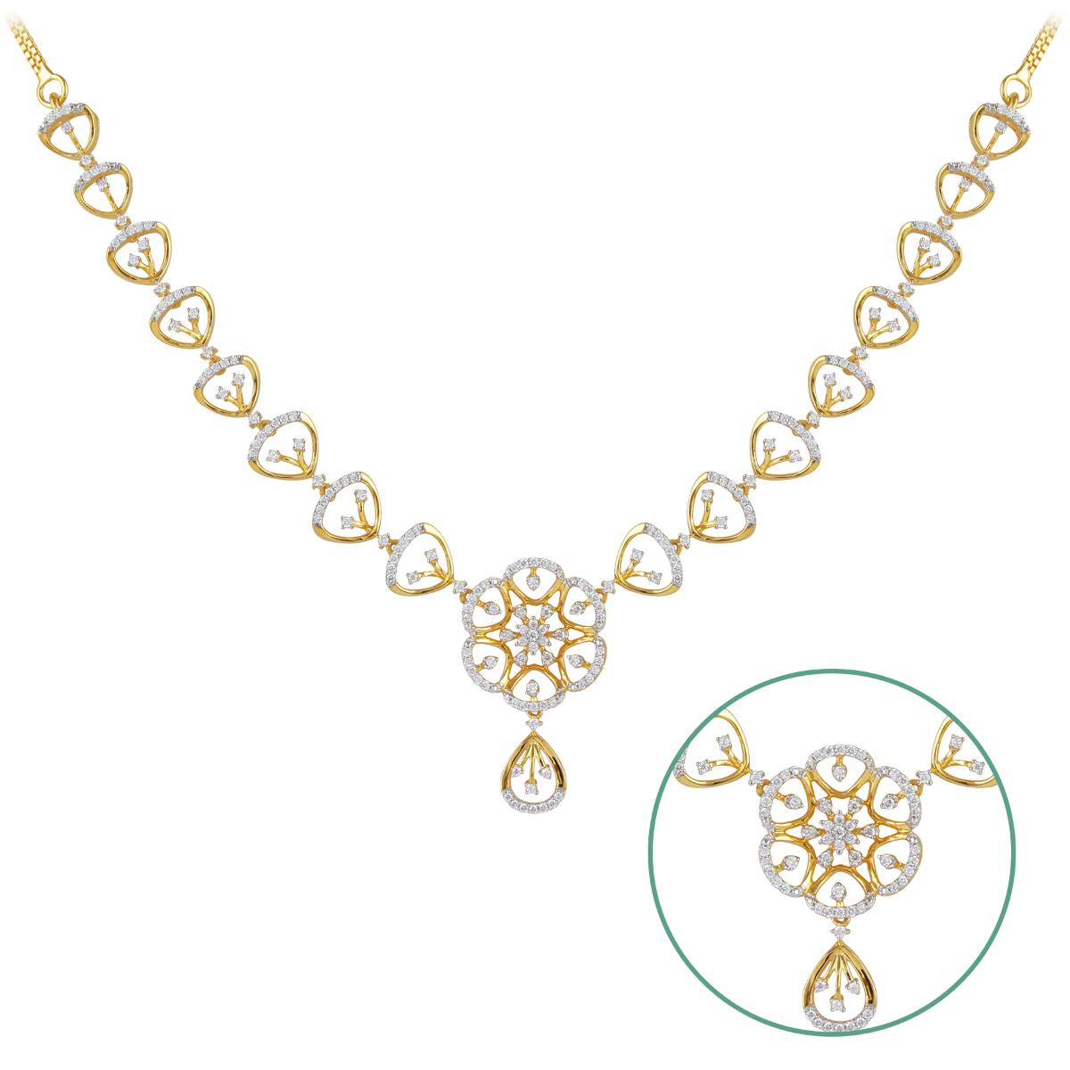 Buy Amazing Triangular Pattern Diamond Necklace |GRT Jewellers