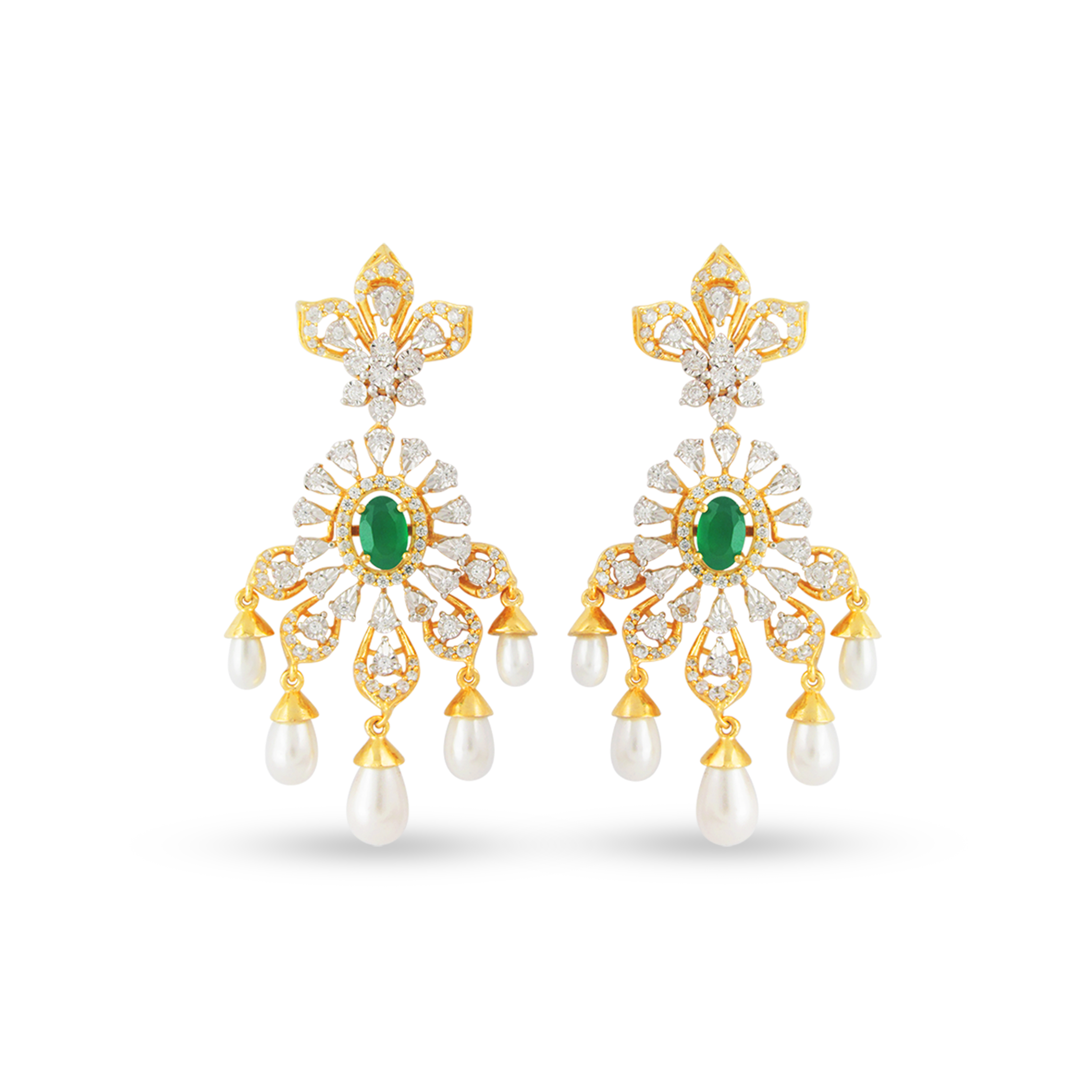 Buy Opulent Pearl Charms Diamond Earrings |GRT Jewellers