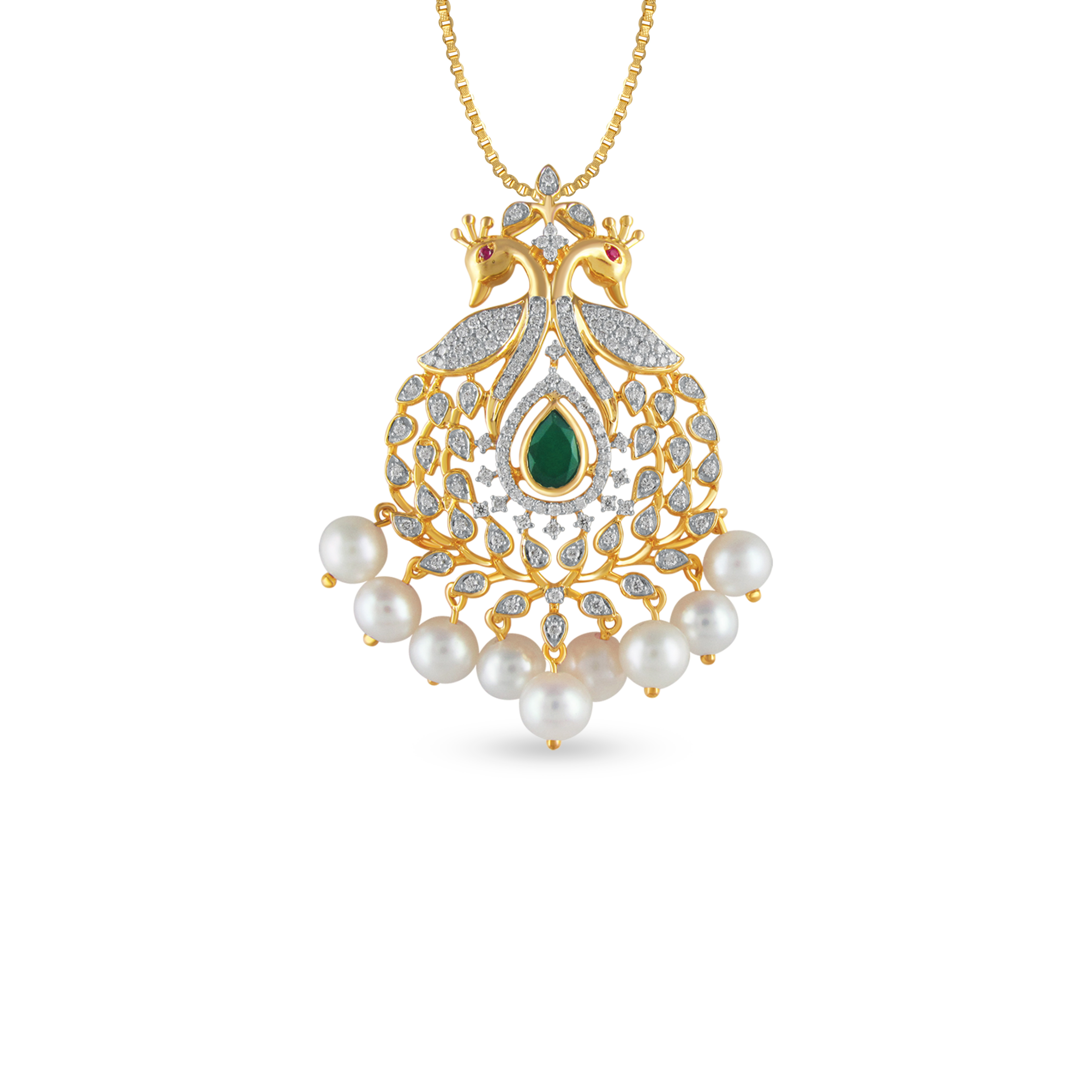 Buy Adorned Peacock Diamond Pendants |GRT Jewellers