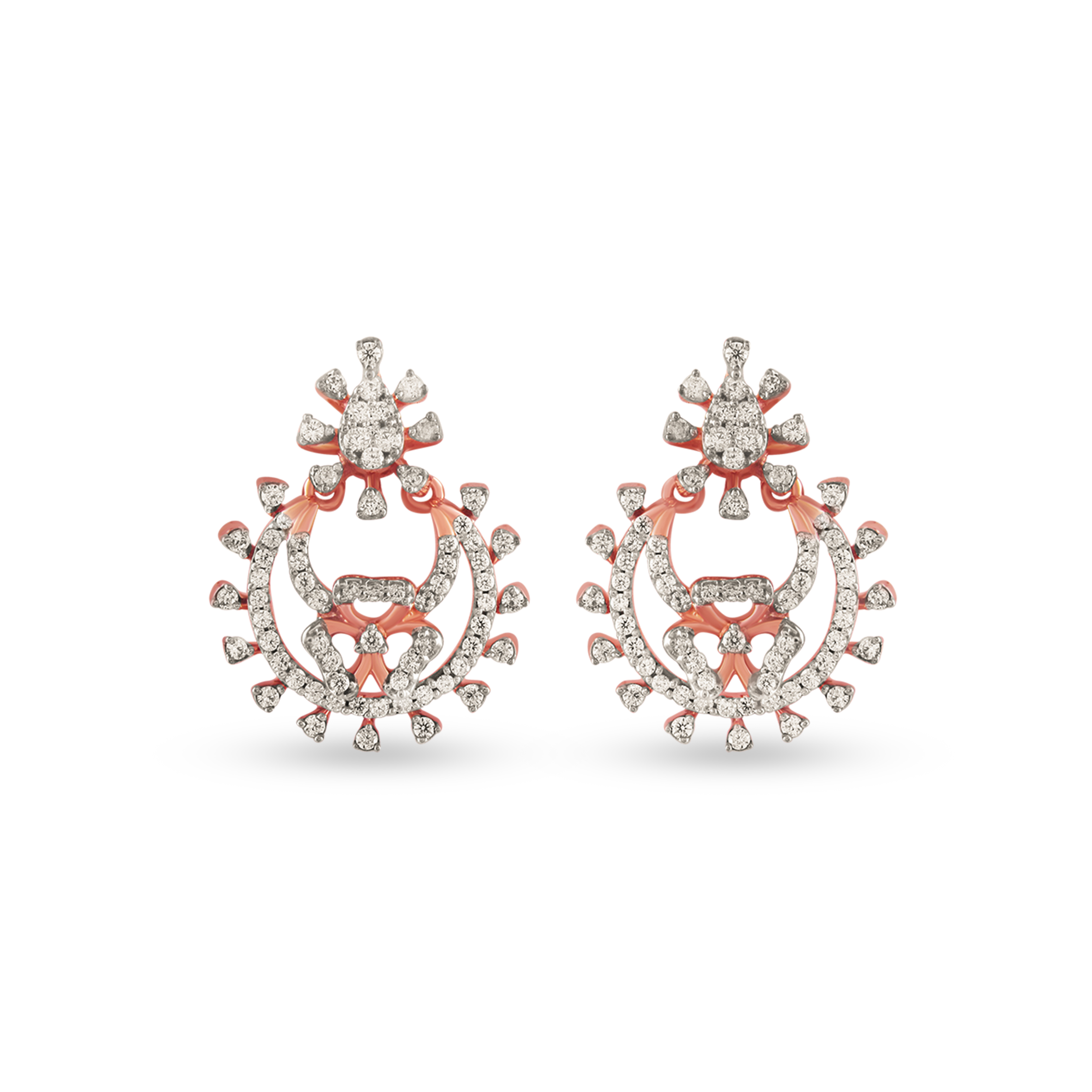 Buy Eye catching Chand Bali Floral Pattern Diamond Earrings |GRT Jewellers