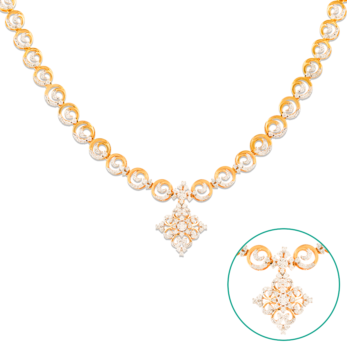 Enticing Spherical Floral Pattern Diamond Necklaces
