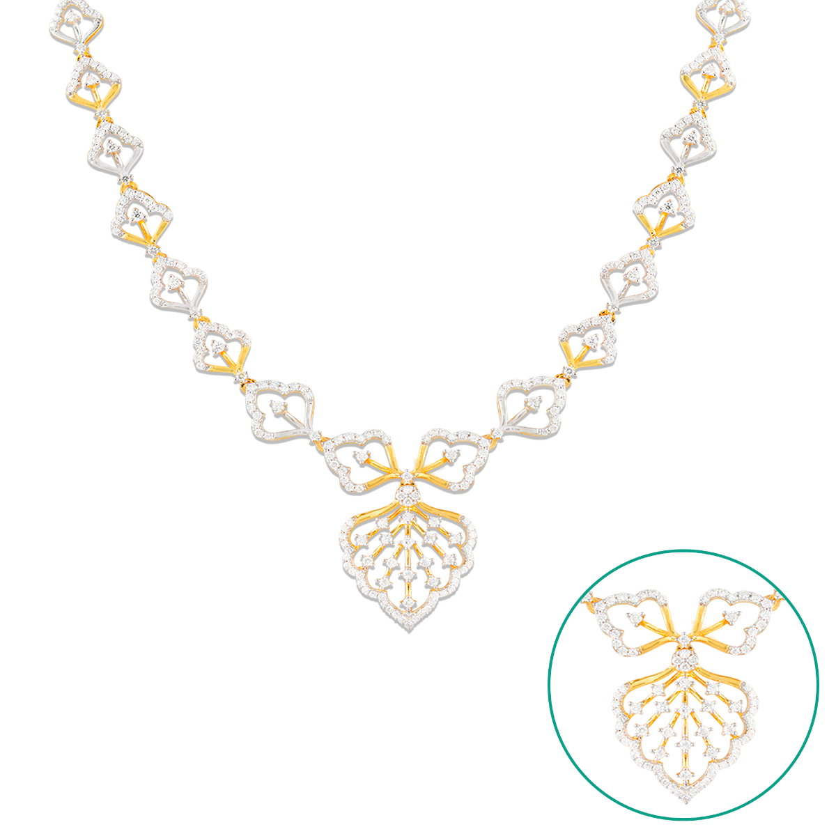 Buy Beautiful Trefoil Arch Pattern Diamond Necklaces |GRT Jewellers