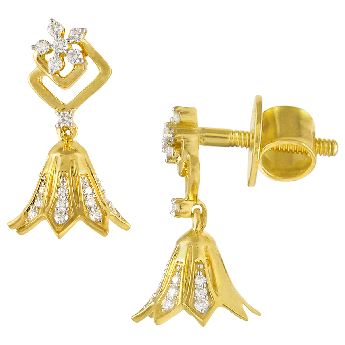 Buy Modern Bloomed Floral Pattern Diamond Earrings |GRT Jewellers