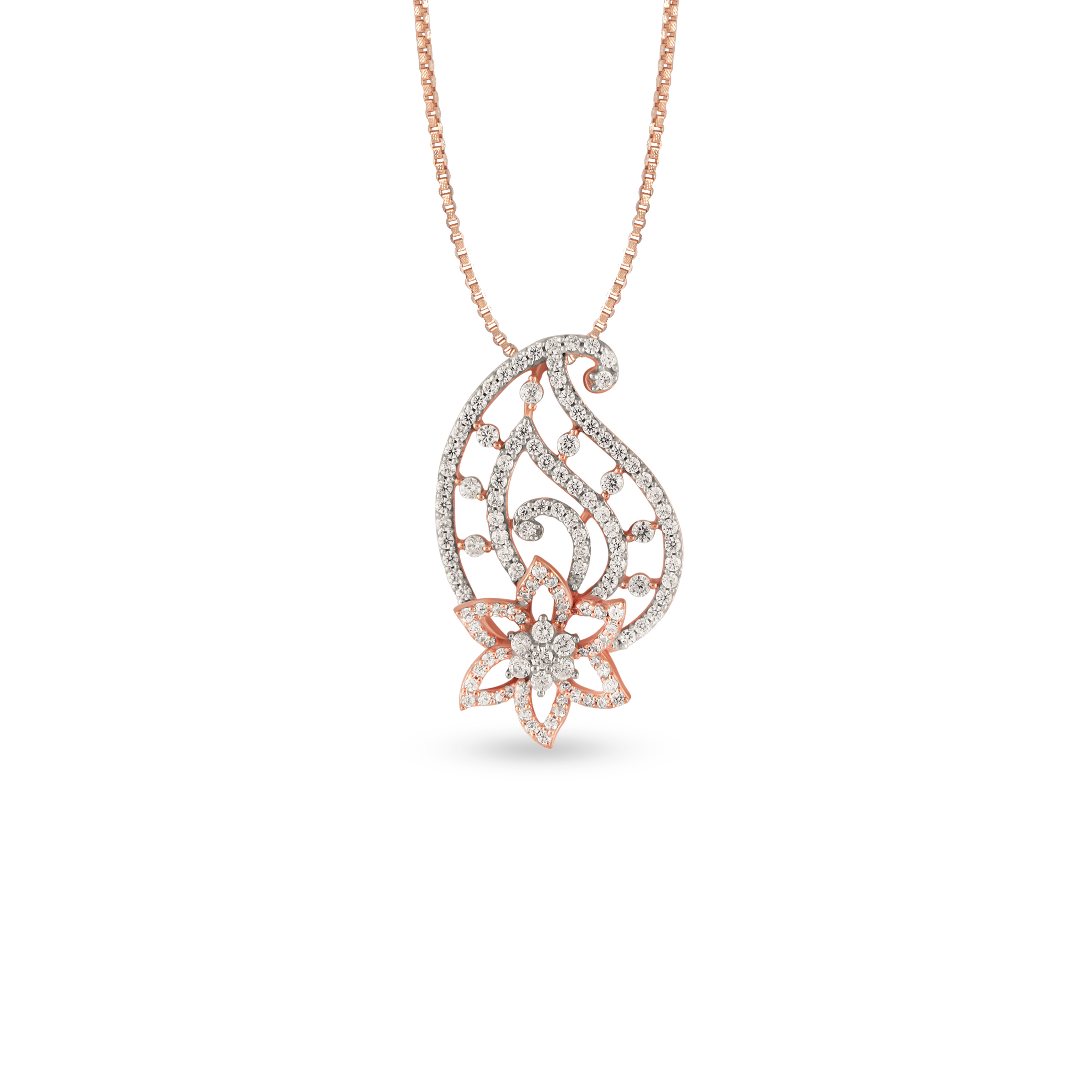 Buy Appealing Paisley Floral Pattern Diamond Pendants |GRT Jewellers