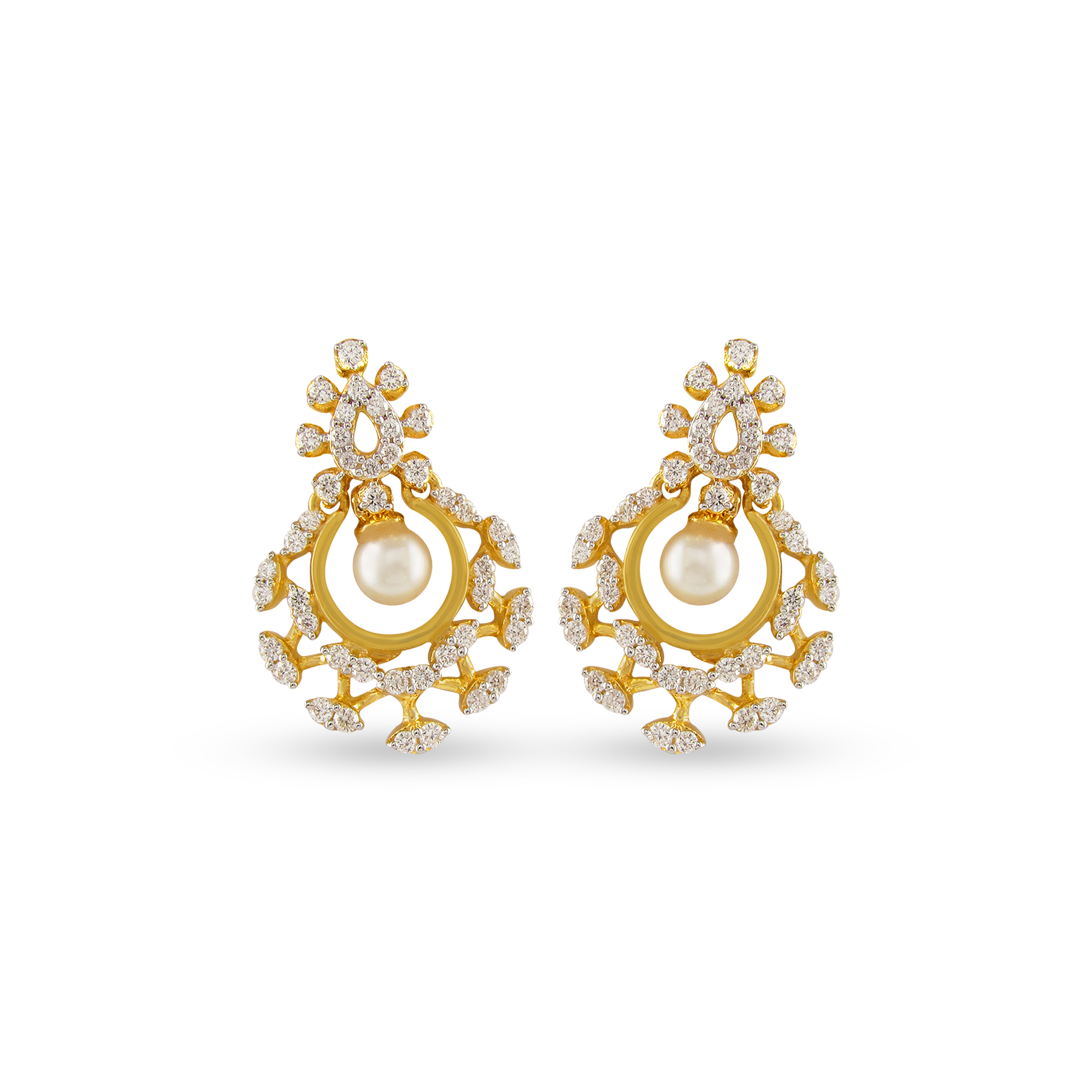 Buy Adorable Chand Bali Pattern Diamond Earrings |GRT Jewellers