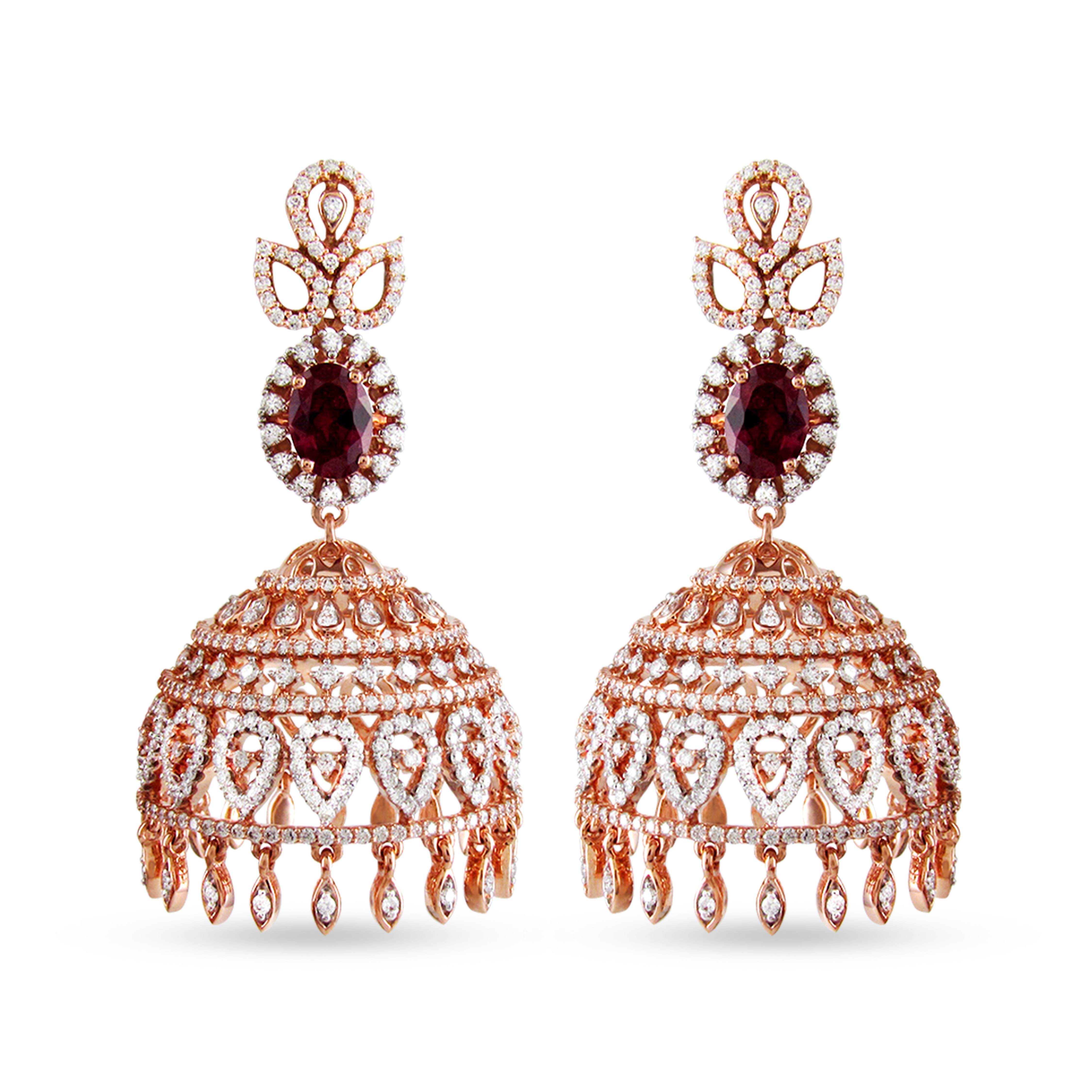Ethereal Ruby Floral Diamond Earrings