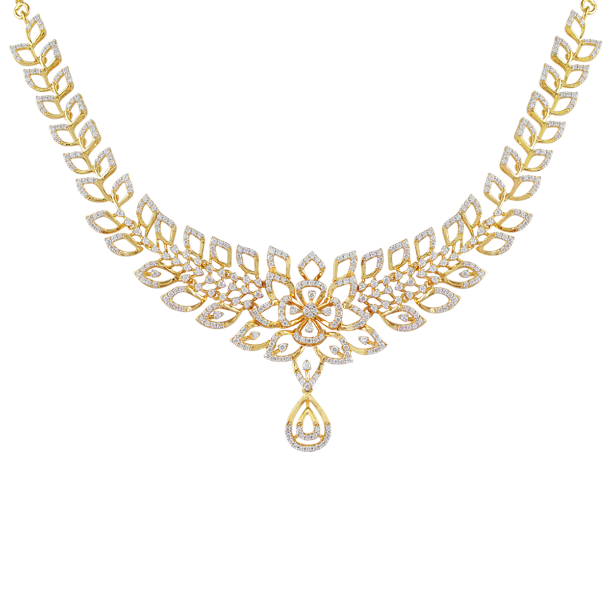 Buy Trine Diamond Pattern Diamond Necklaces |GRT Jewellers