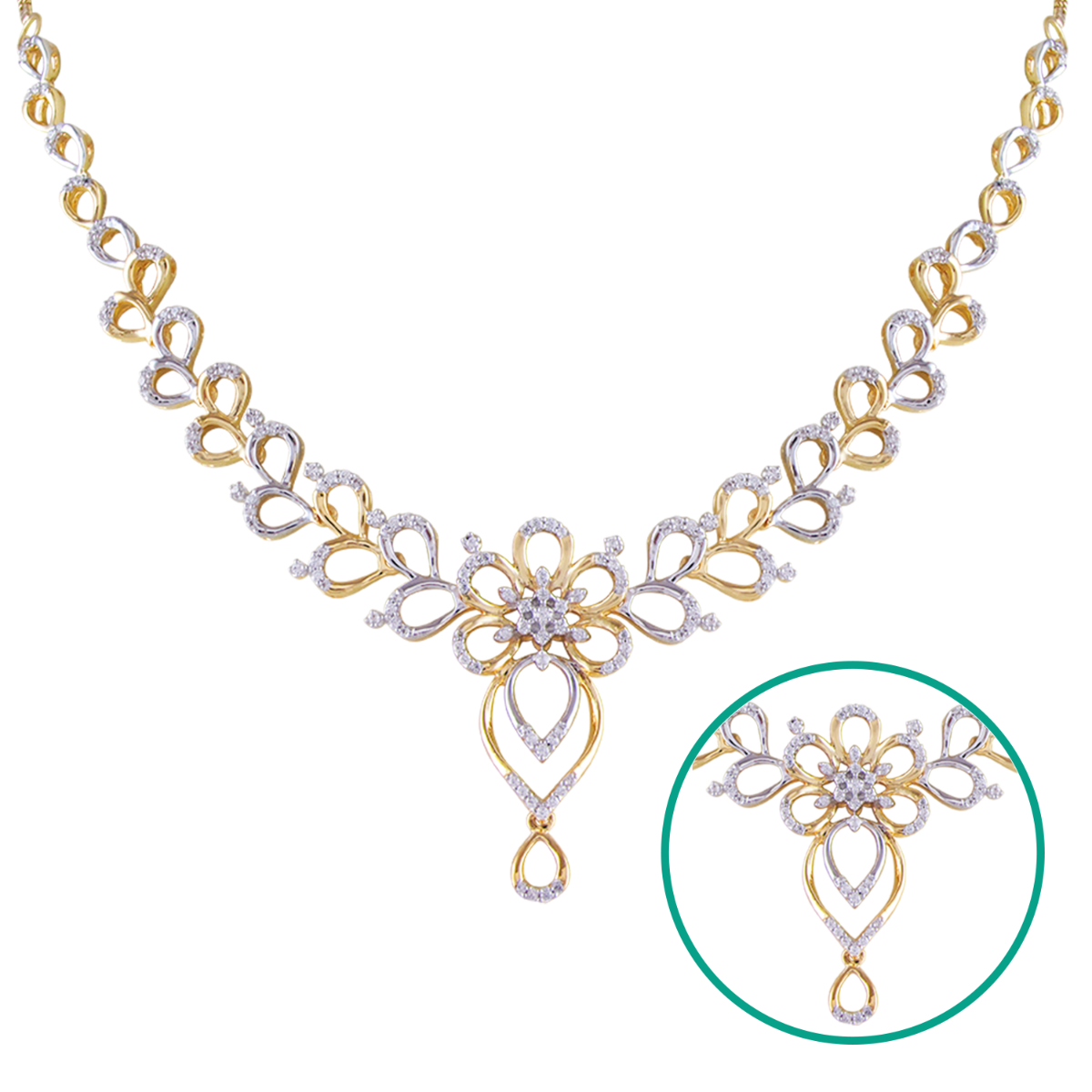 Buy Modern Mesmerizing Floral Diamond Necklaces |GRT Jewellers
