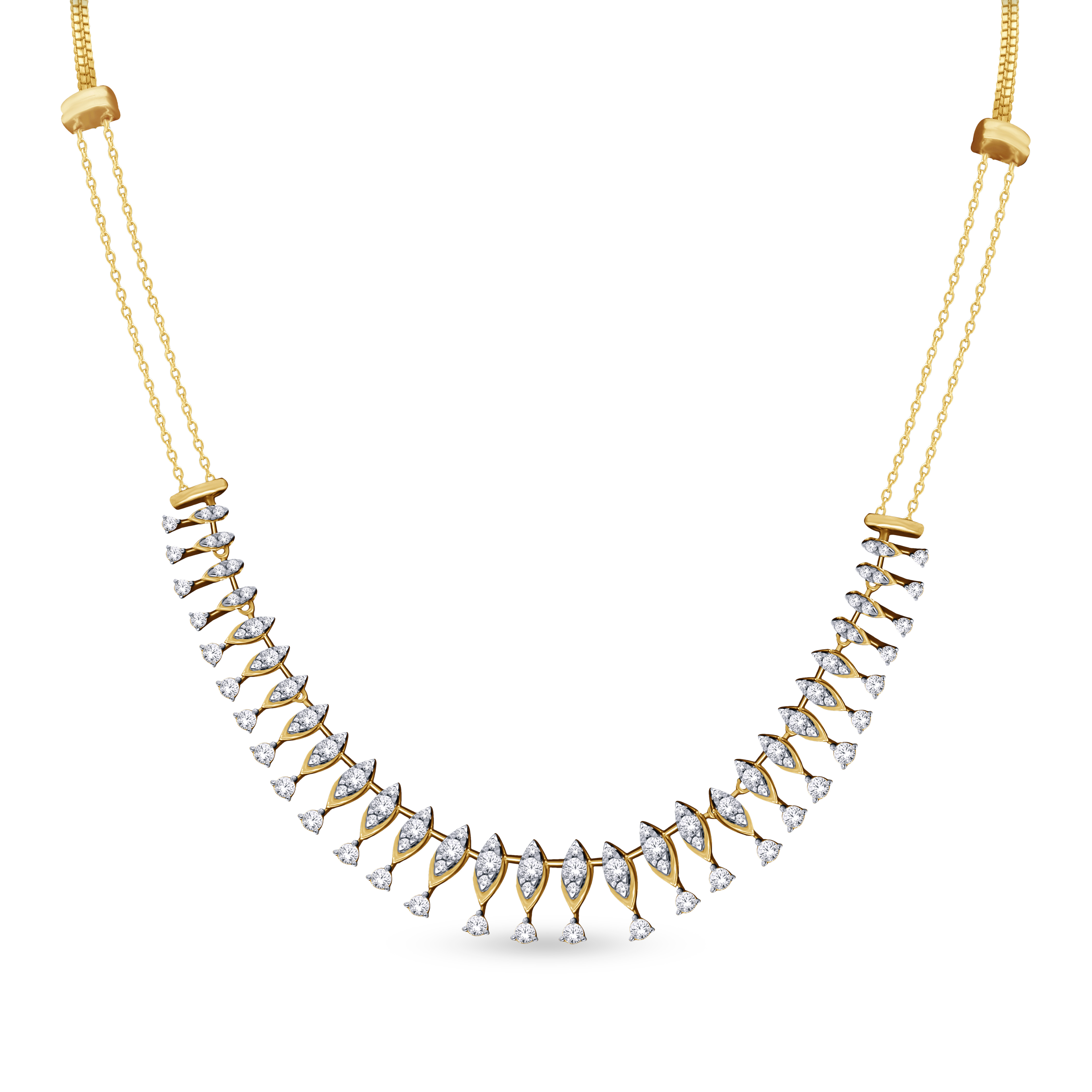 Sparkling Elliptical Design Diamond Necklace Customization 736A001721-1