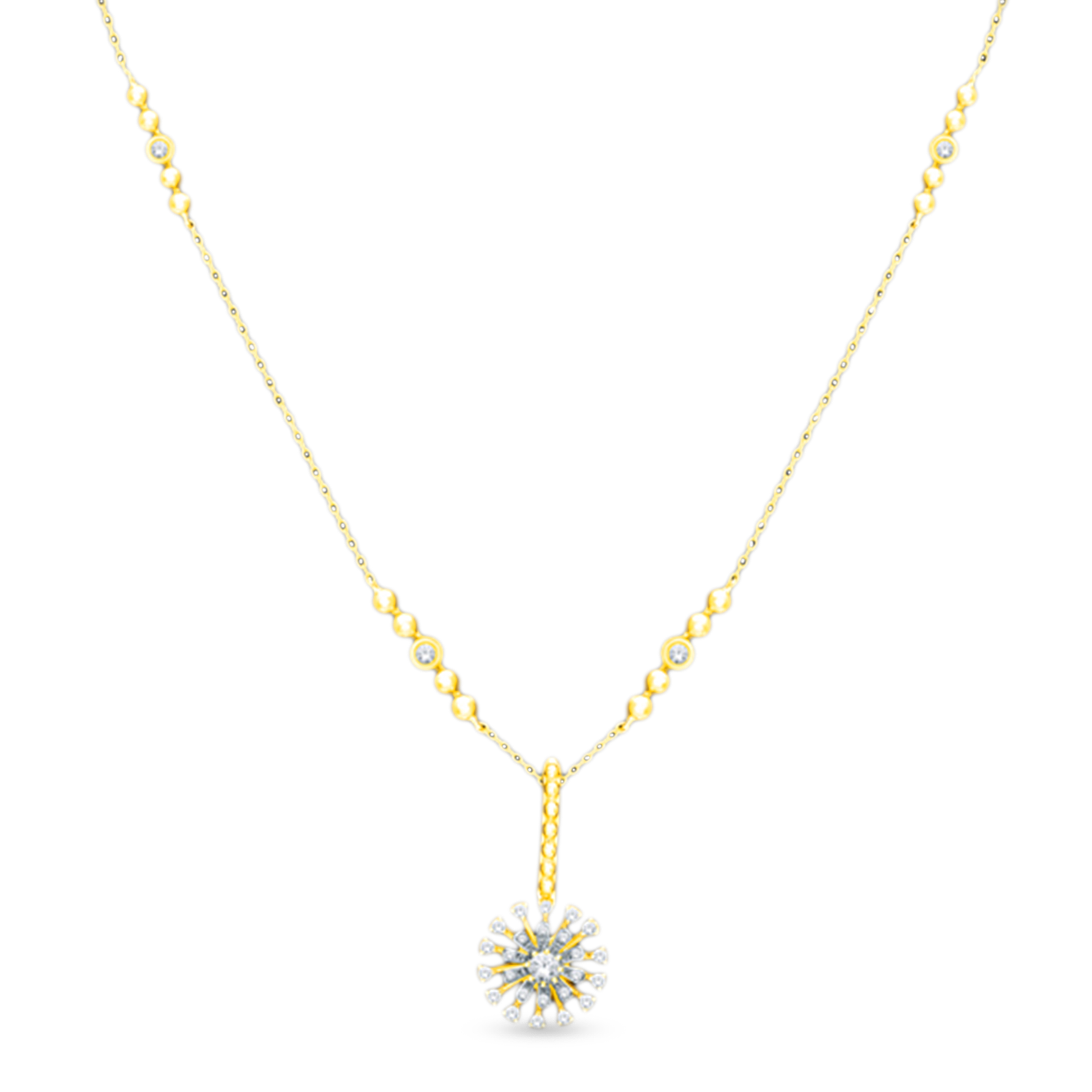 Gleaming Fancy Floral Diamond Necklace Customization 736A001971-1