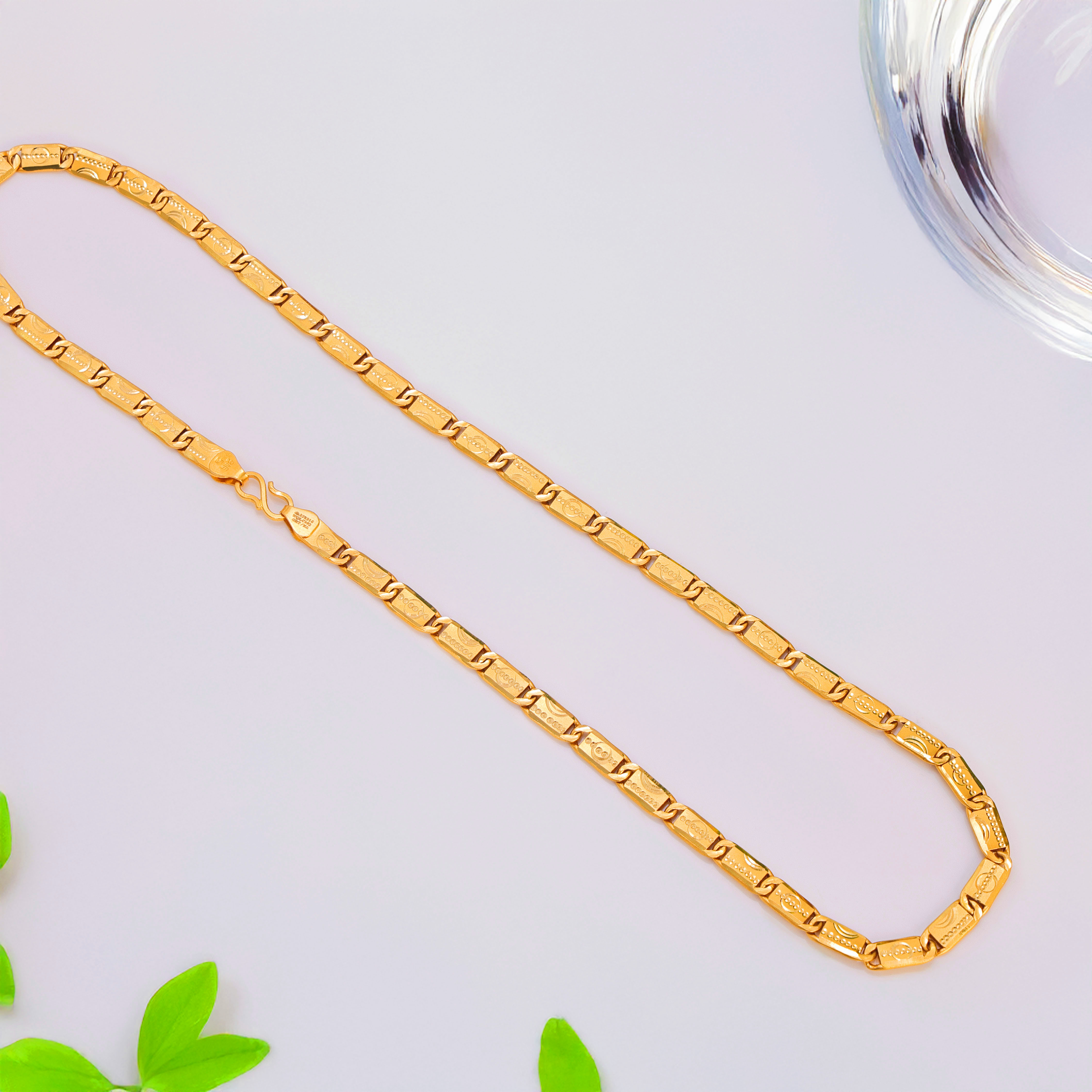 Buy Timeless Geometric Texture Gold Chain | GRT Jewellers