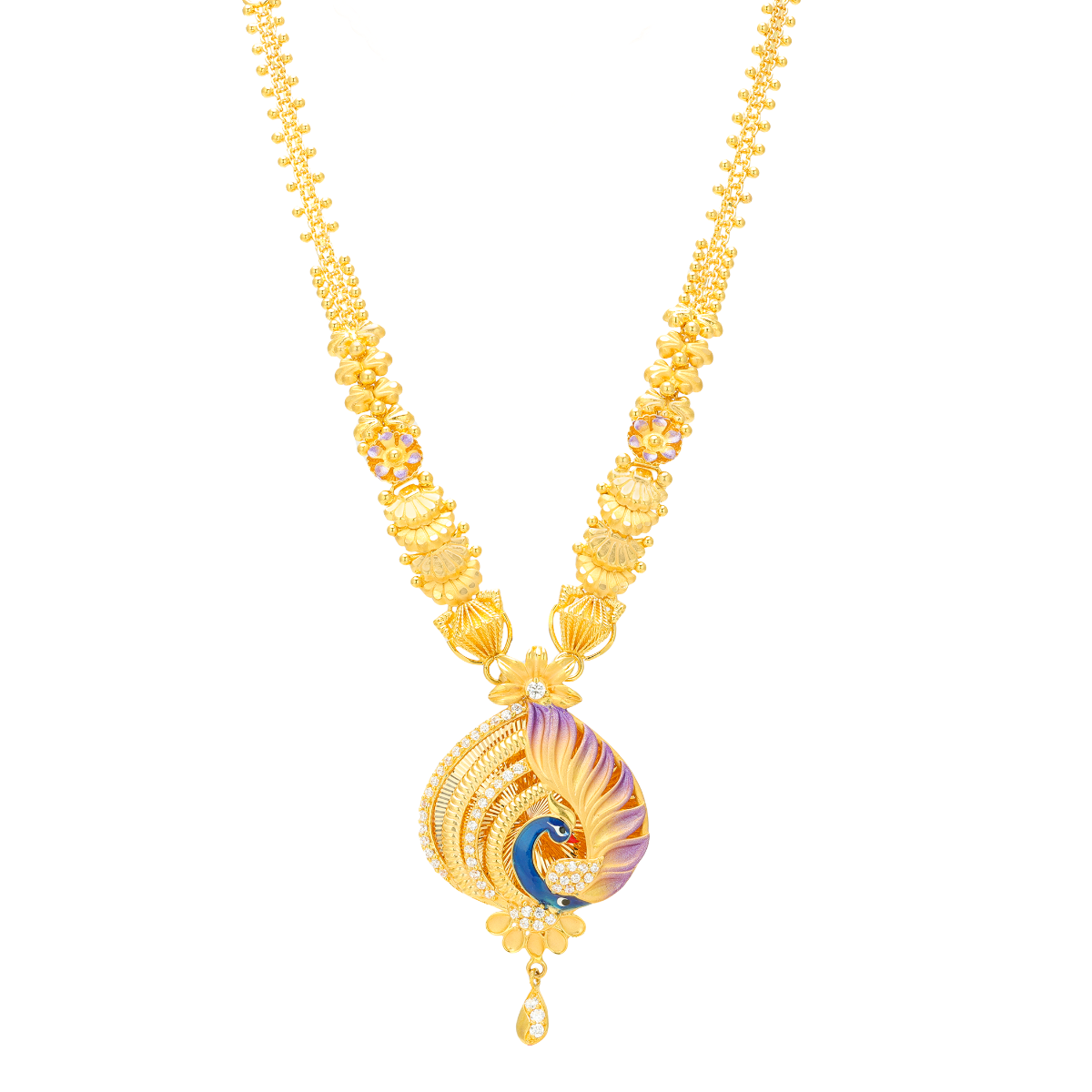 Buy Allure Semi Stone Enamel Peacock Gold Necklaces | GRT Oriana