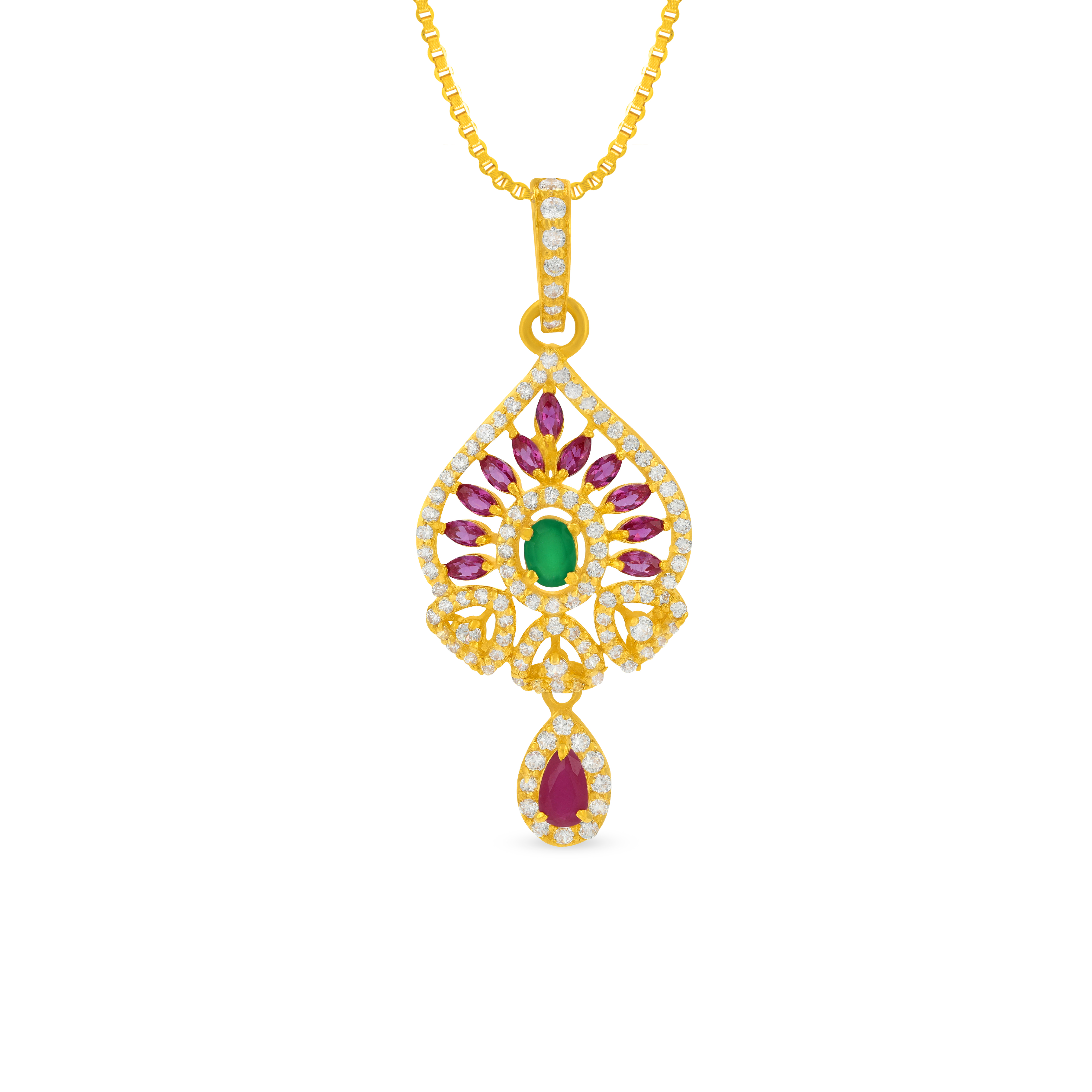 Buy Gleaming Multi Stone Gold Pendant |GRT Jewellers
