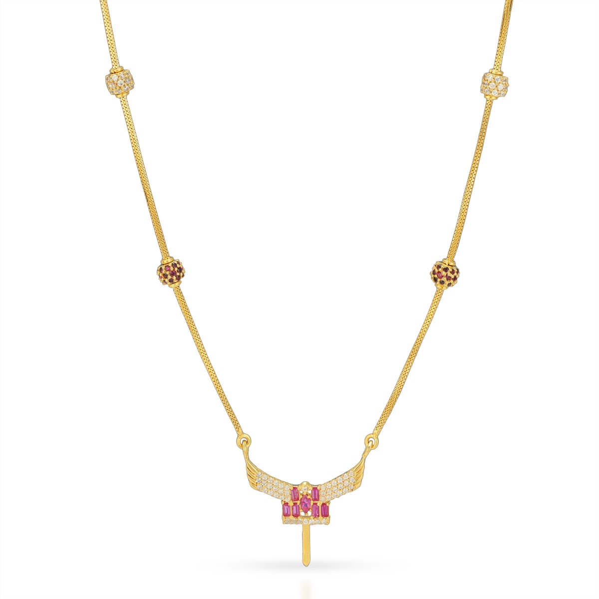Buy Beautiful Pink Stone Gold Necklace |GRT Jewellers