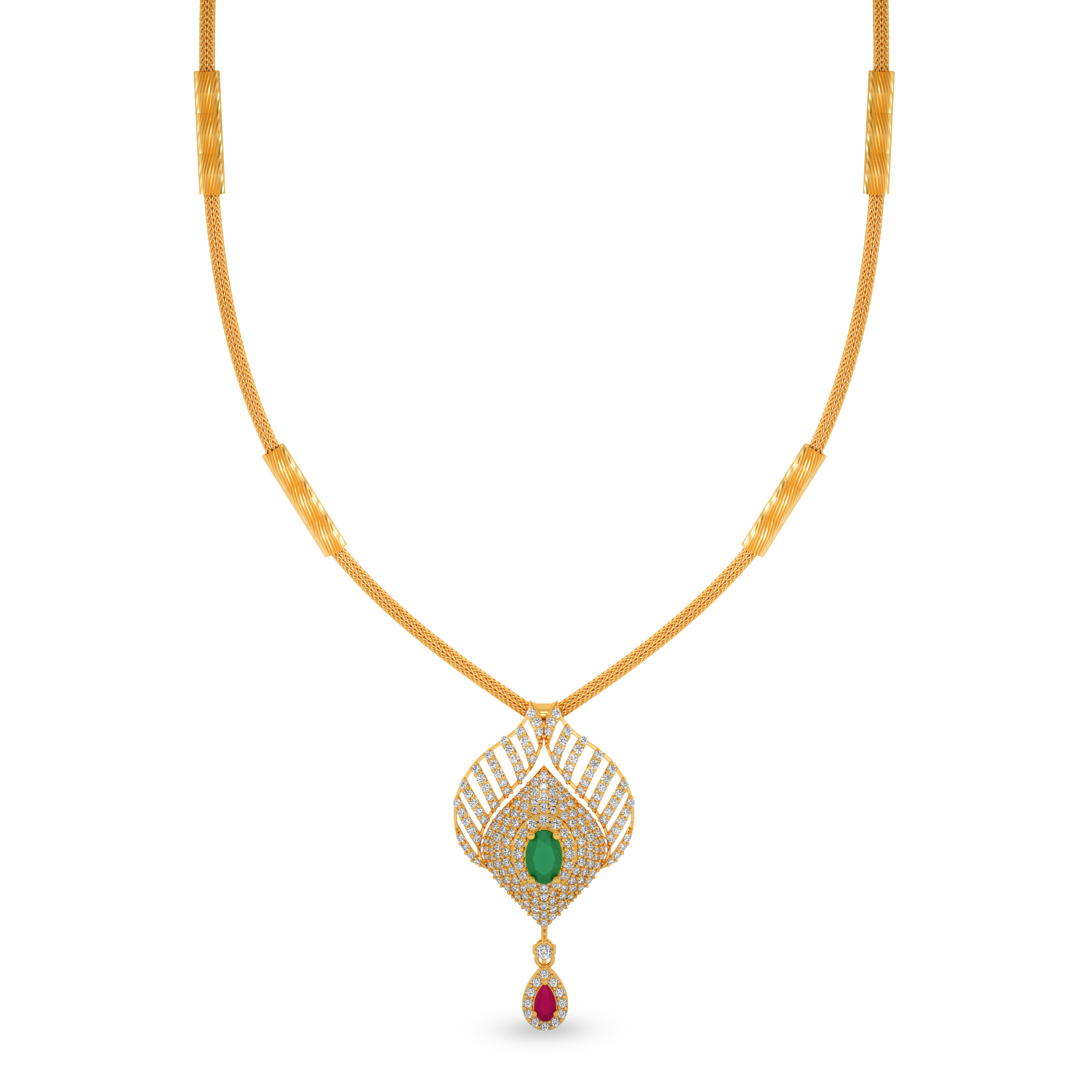 Buy Eye Catching Multi Stone Gold Necklace |GRT Jewellers