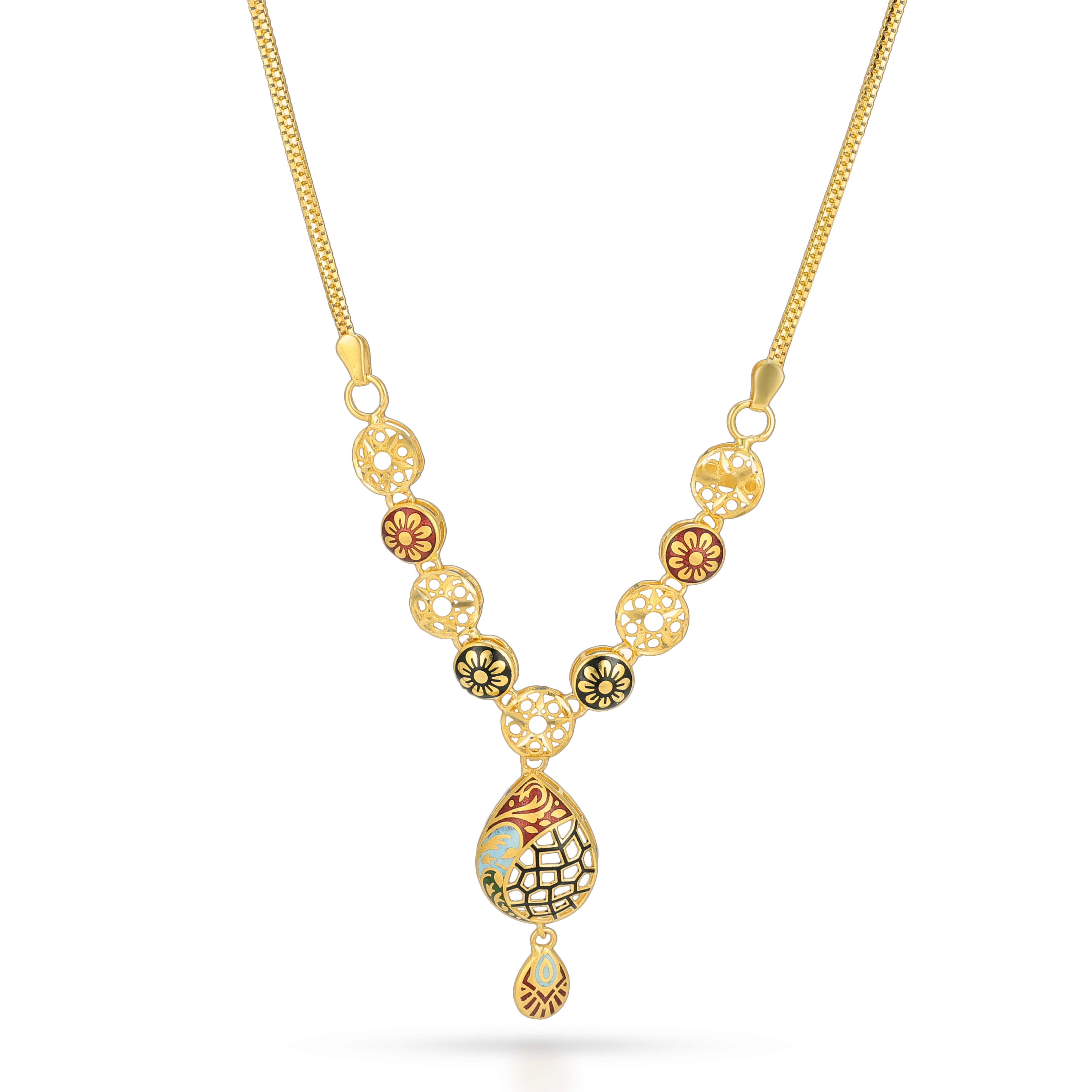 Elegance Dangling Pear Drop Gold Necklace