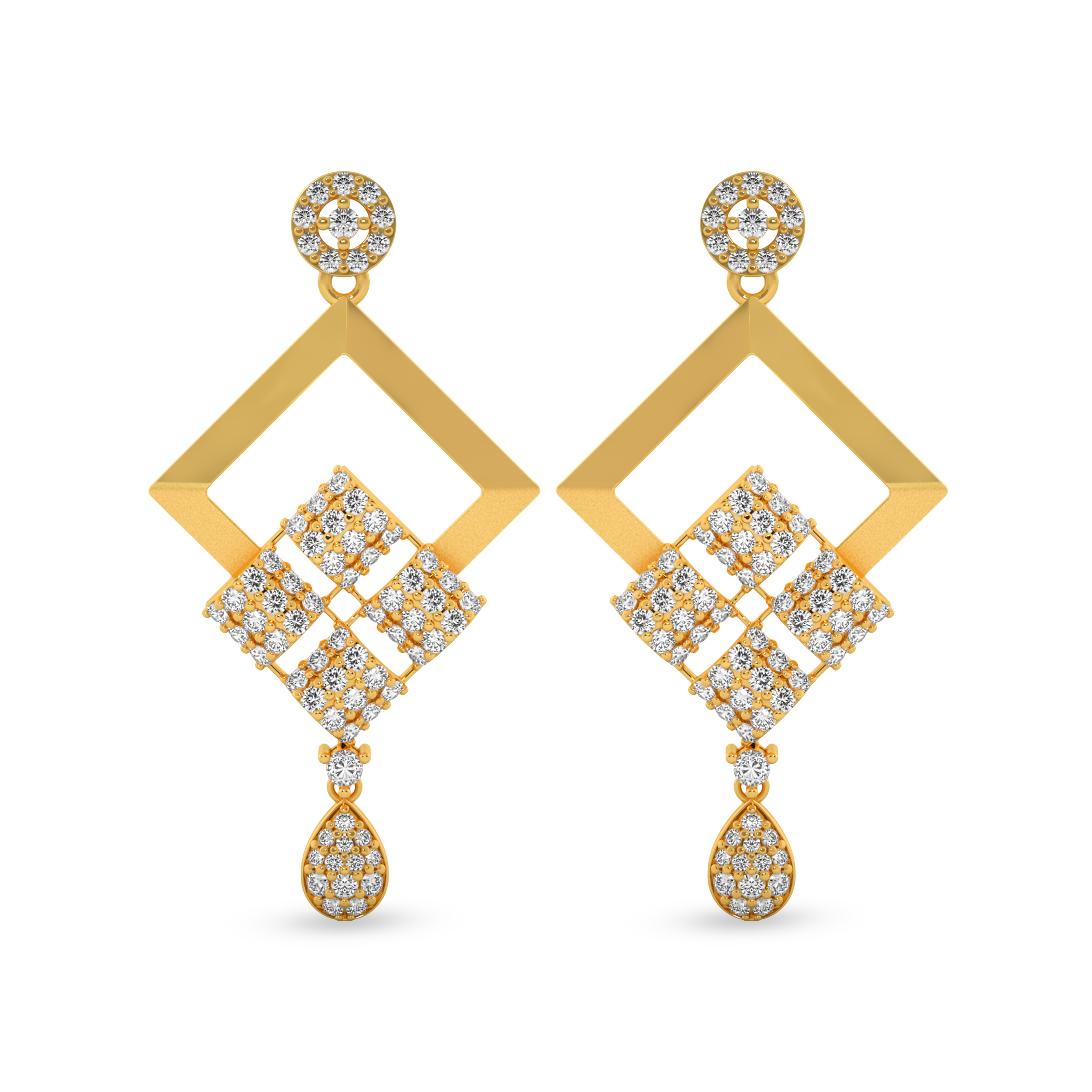 Buy Mesmerizing Square Shaped Gold Earrings |GRT Jewellers
