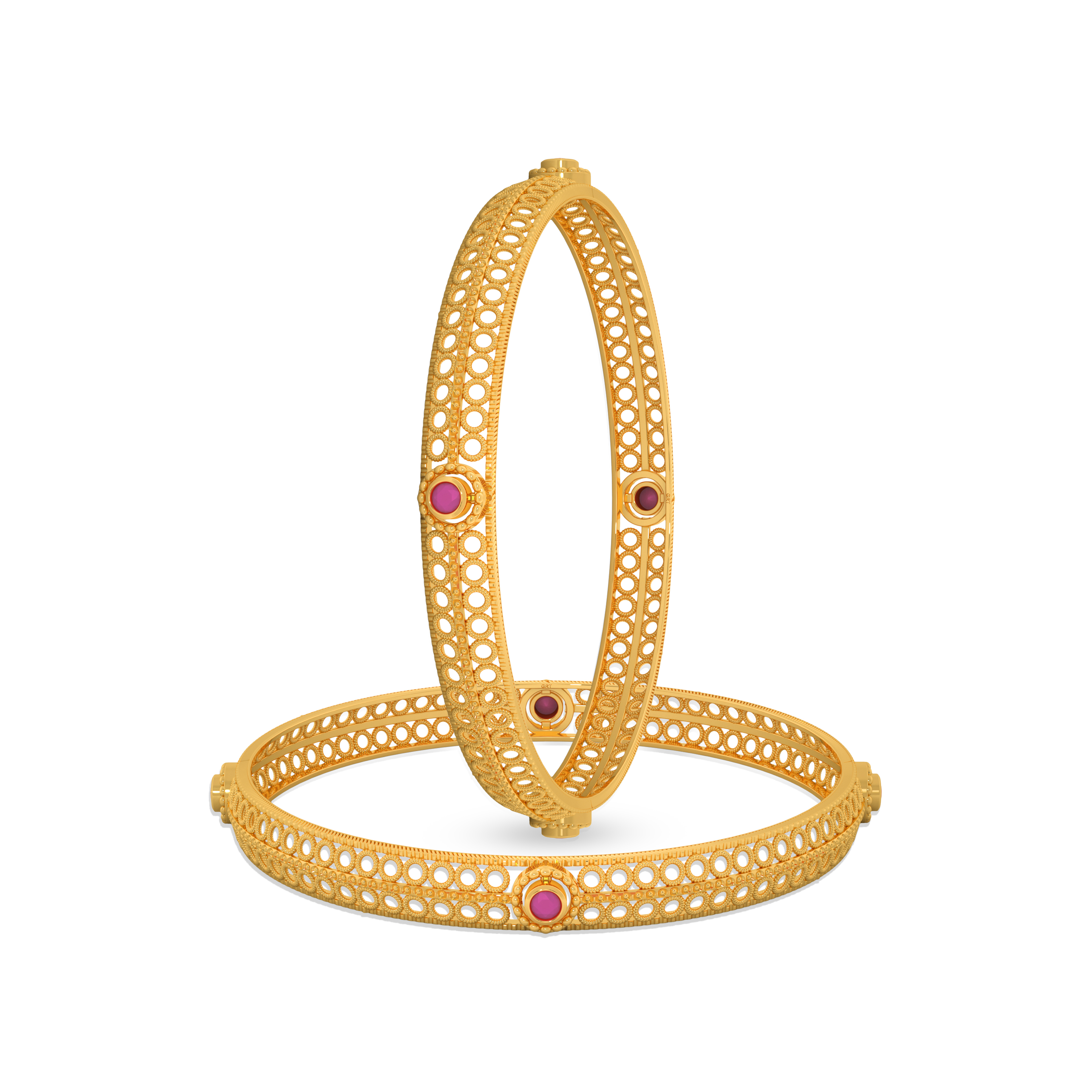 GRT Jewels Presents Ravishing Pink Stone Gold Bangles for Women | Shop Now