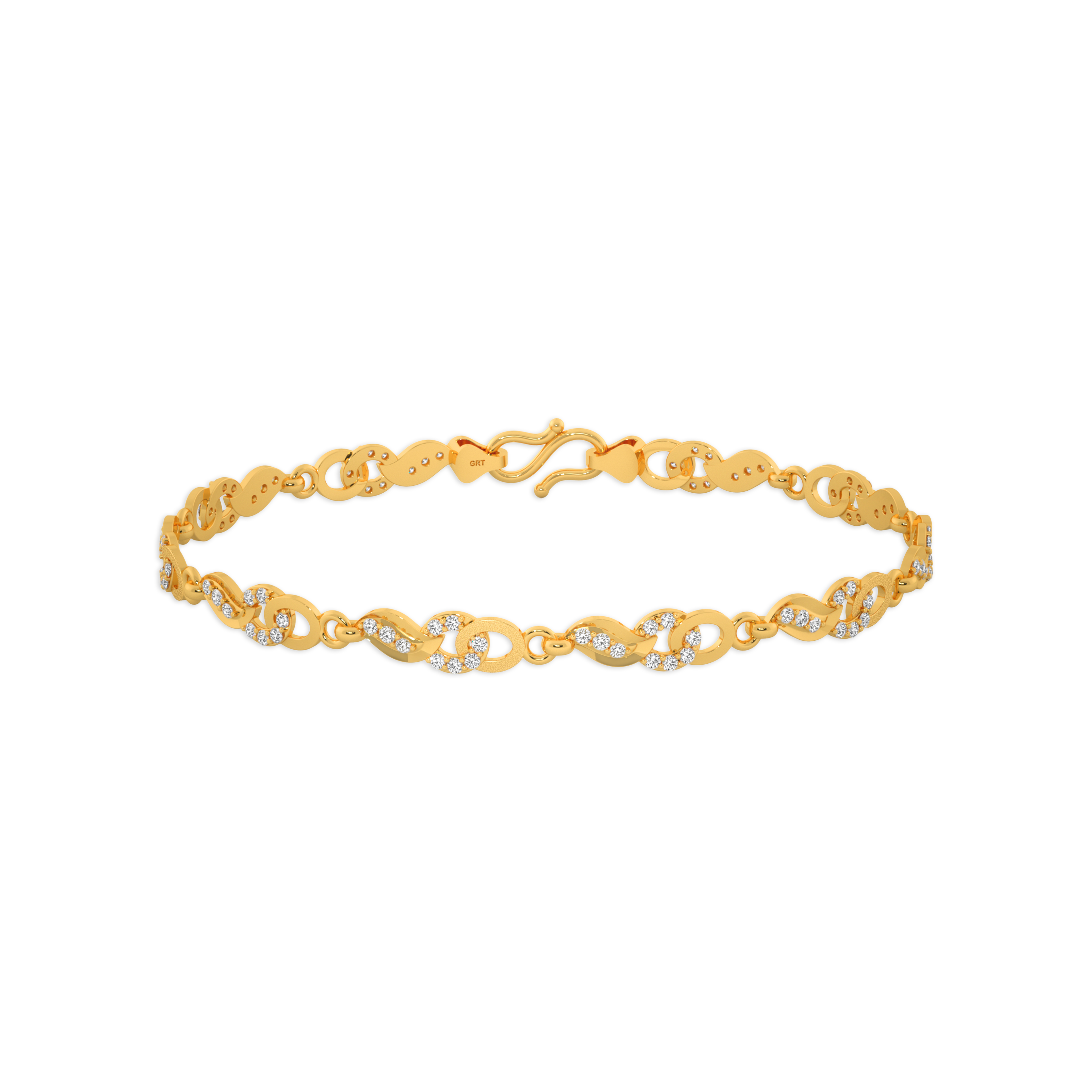 Buy Interlock Leaf Design Gold Bracelet |GRT Jewellers