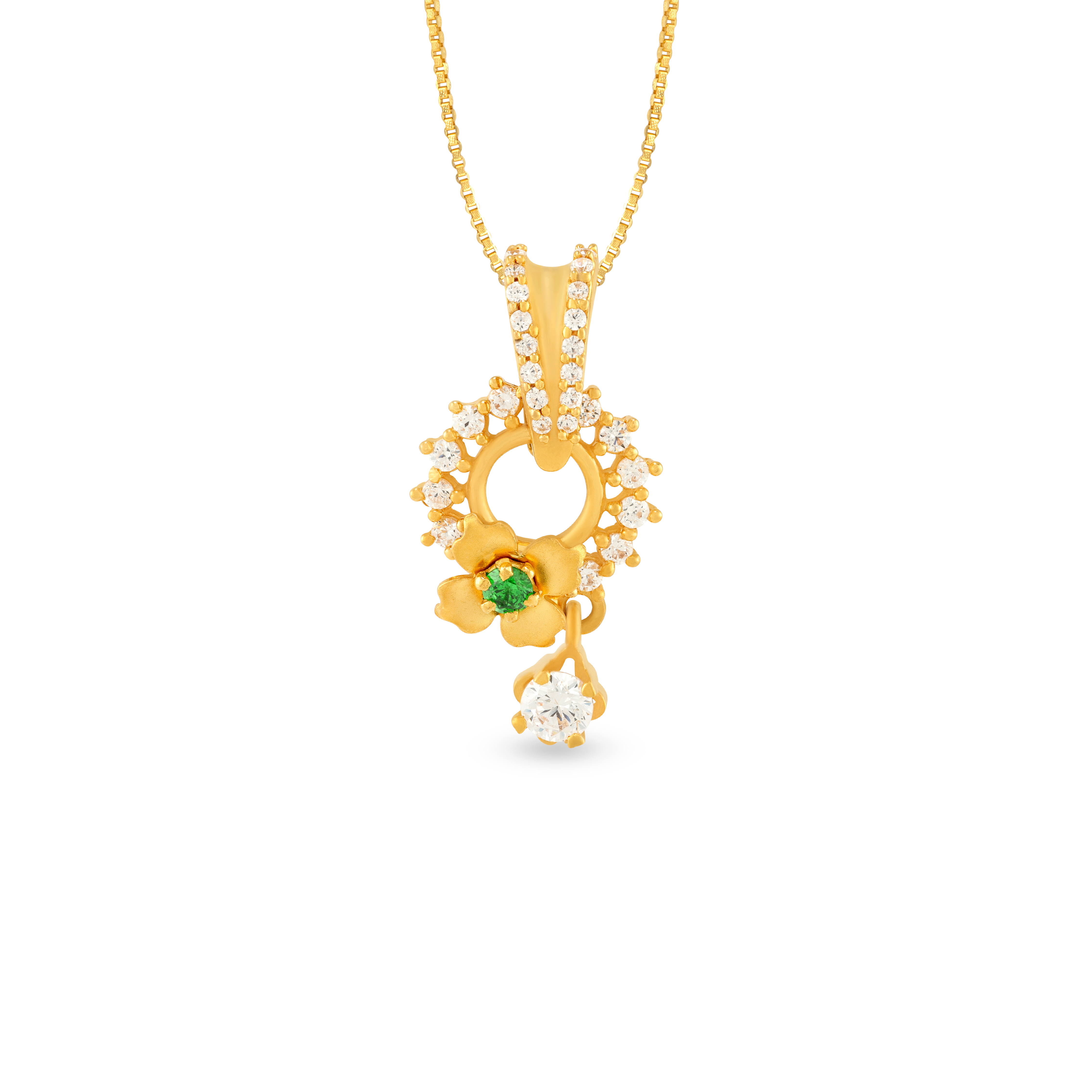 Buy Dazzling Round Floret Gold Pendant |GRT Jewellers