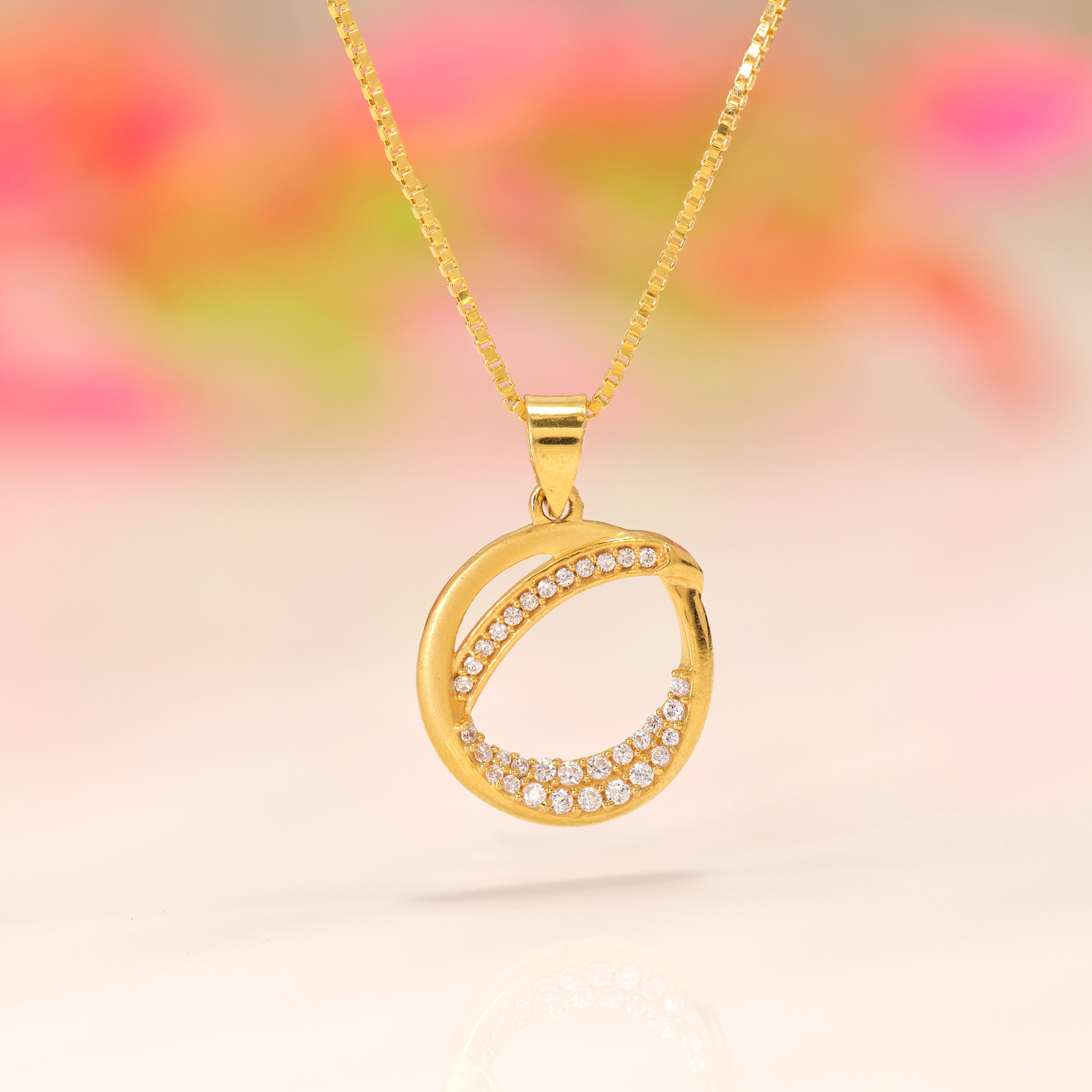 Abstract Circular Shape Gold Pendant