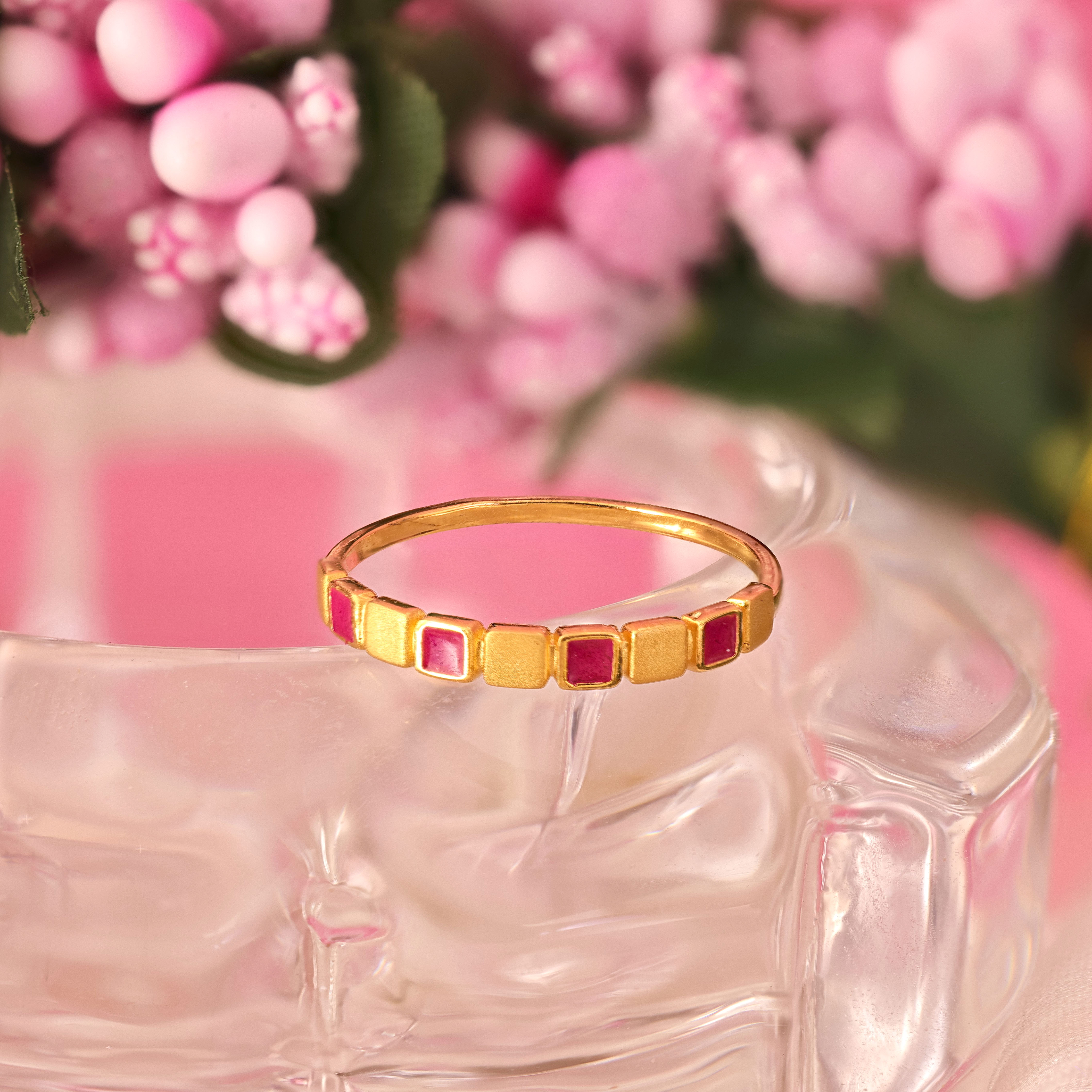 Buy Lustre Rich Enamel Inlaid Gold Ring | GRT Jewellers