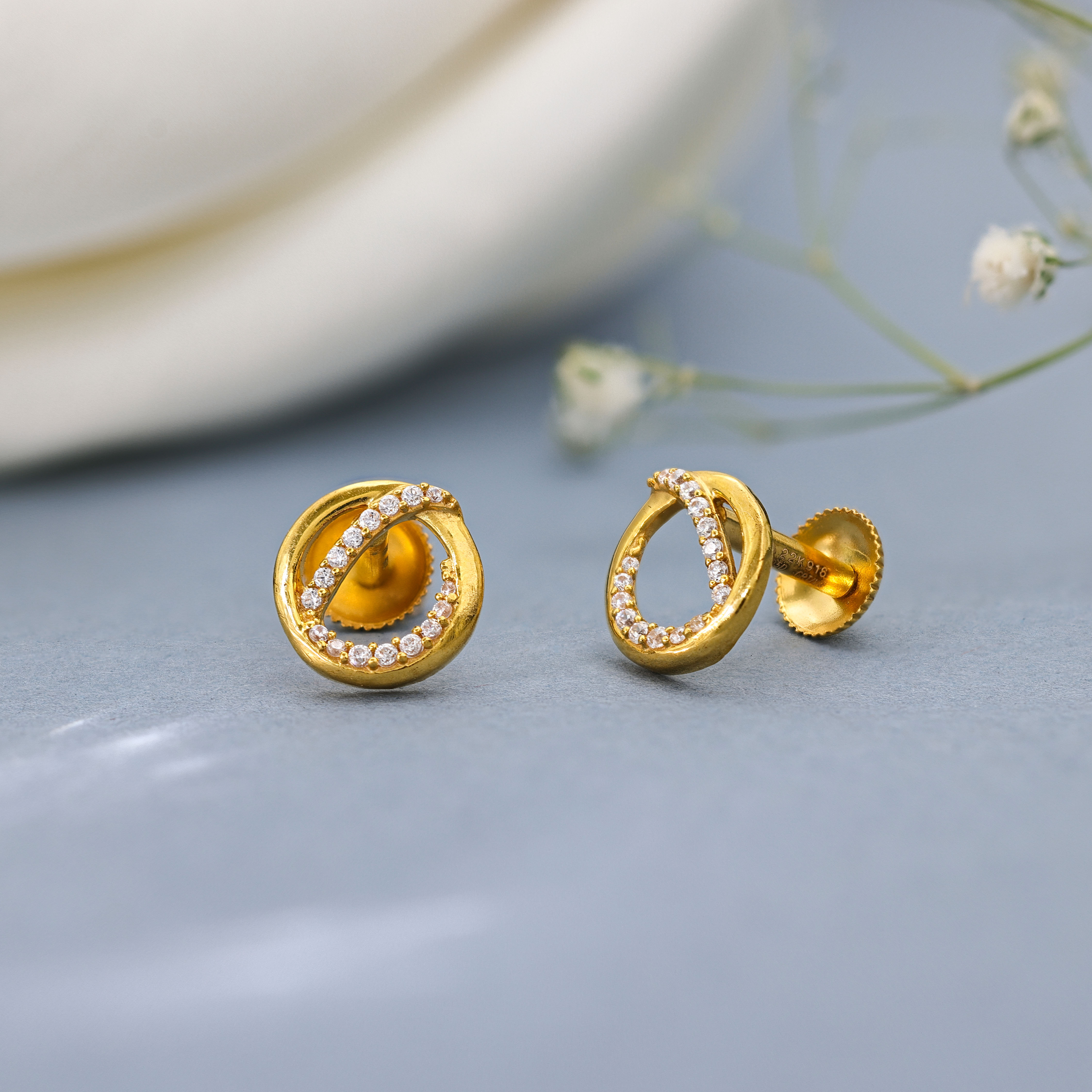 Delicate Beam Gold Stud Earrings