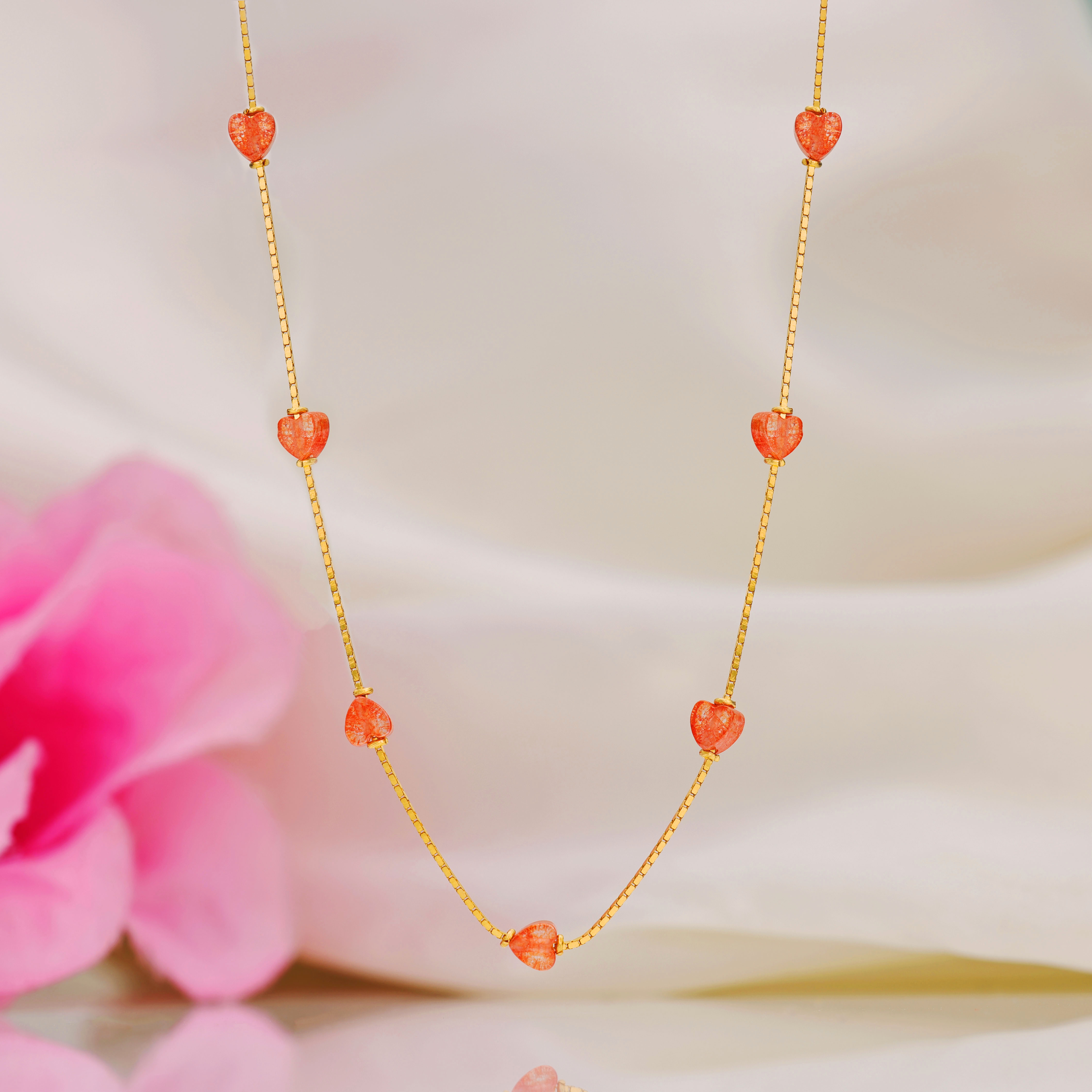 Delicate Heart Accents Gold Necklace