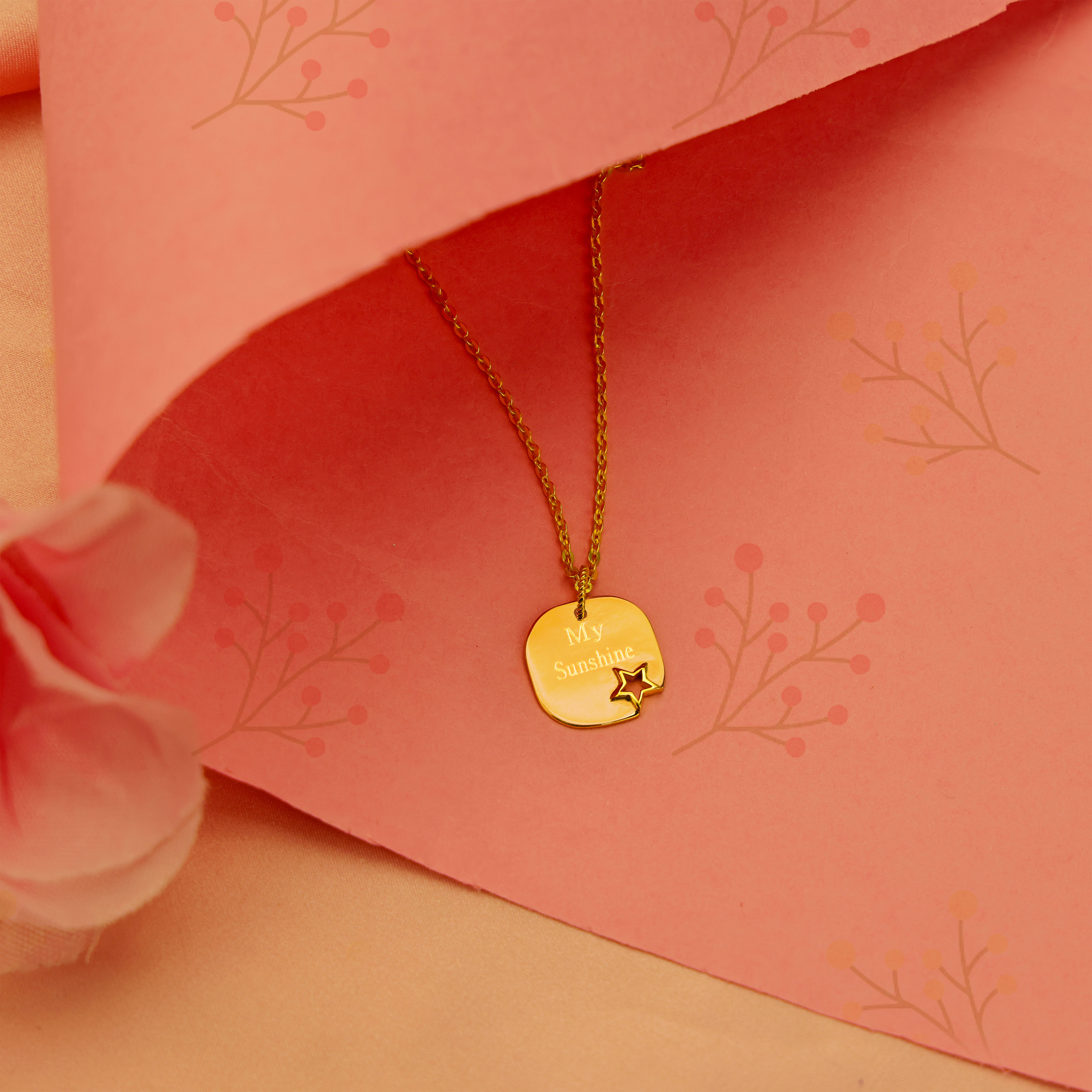 Buy Shimmering Wishing Star Engraveable Gold Pendant |GRT Jewellers