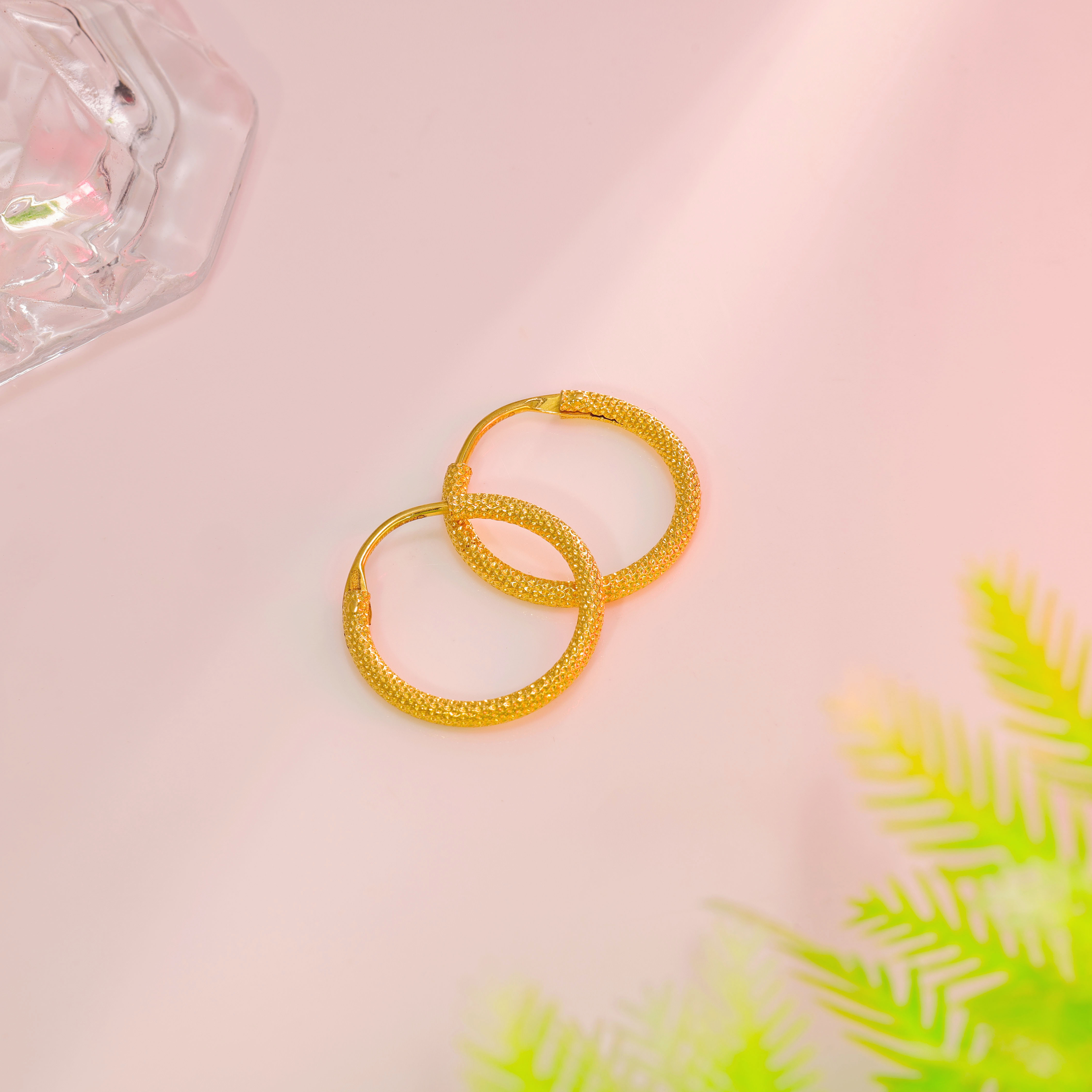 Buy Radiant Textured Gold Hoop Earrings | GRT Jewellers