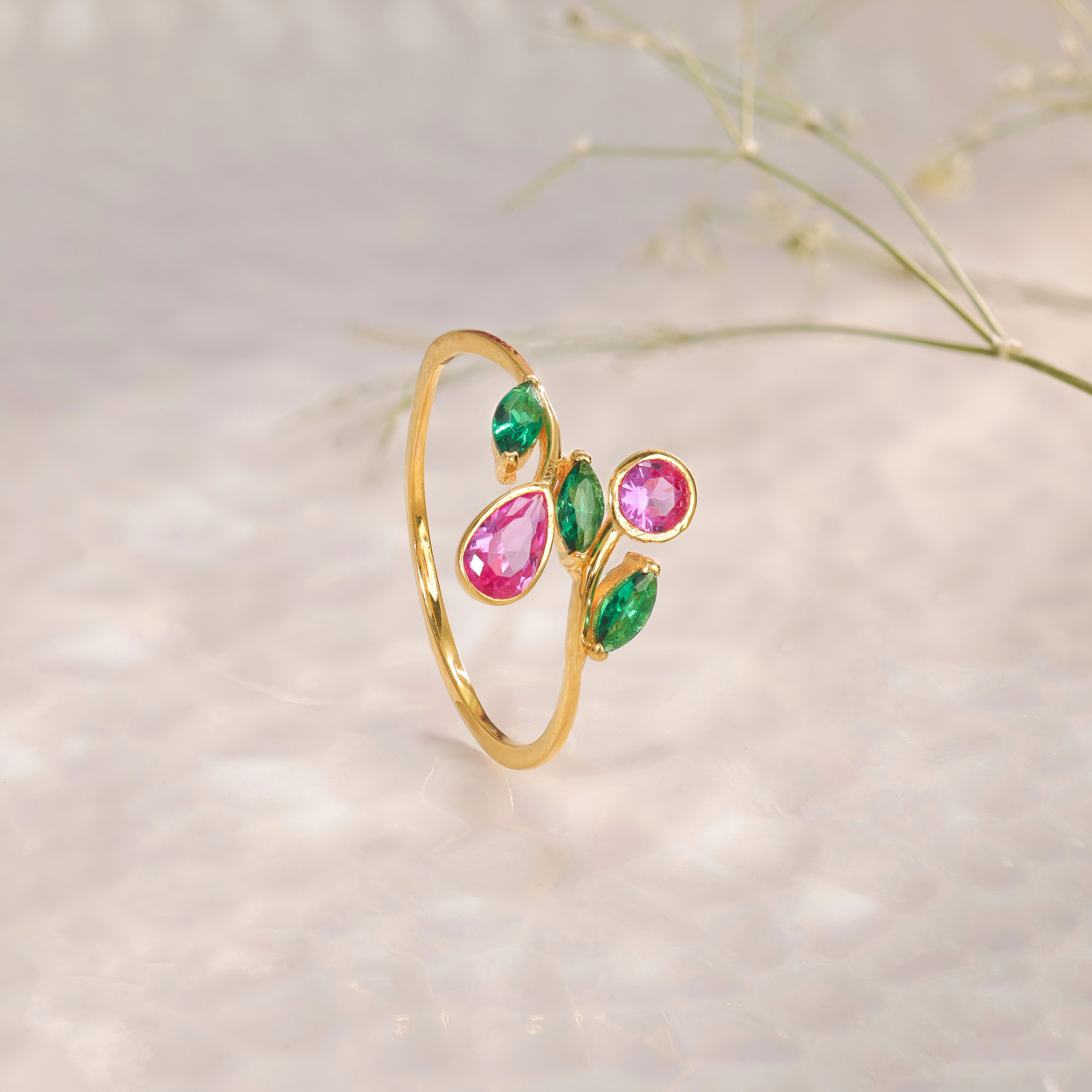 Asymmetrical Blossom Gold Ring