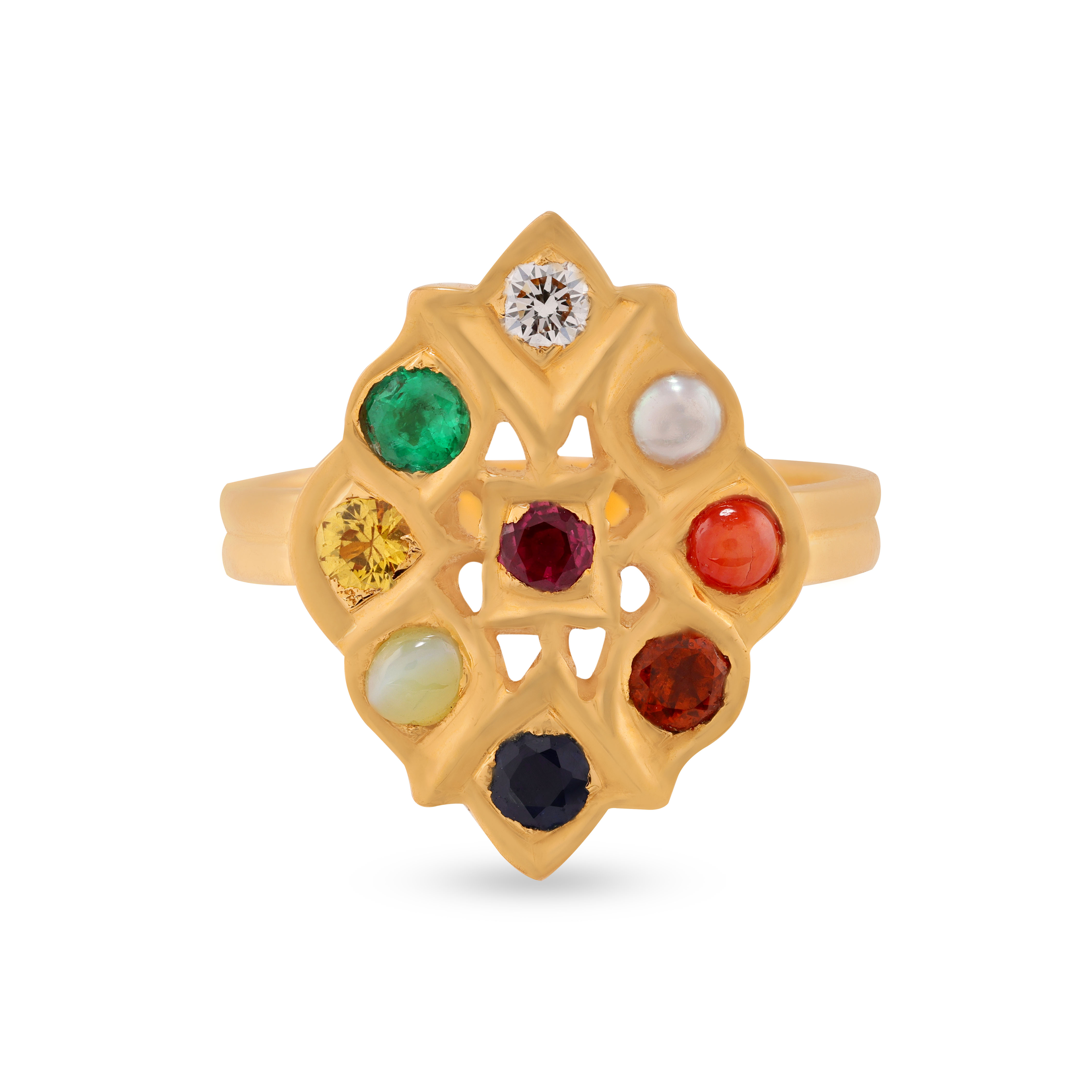 Buy Divine Navratna Stone Diamond Ring |GRT Jewellers