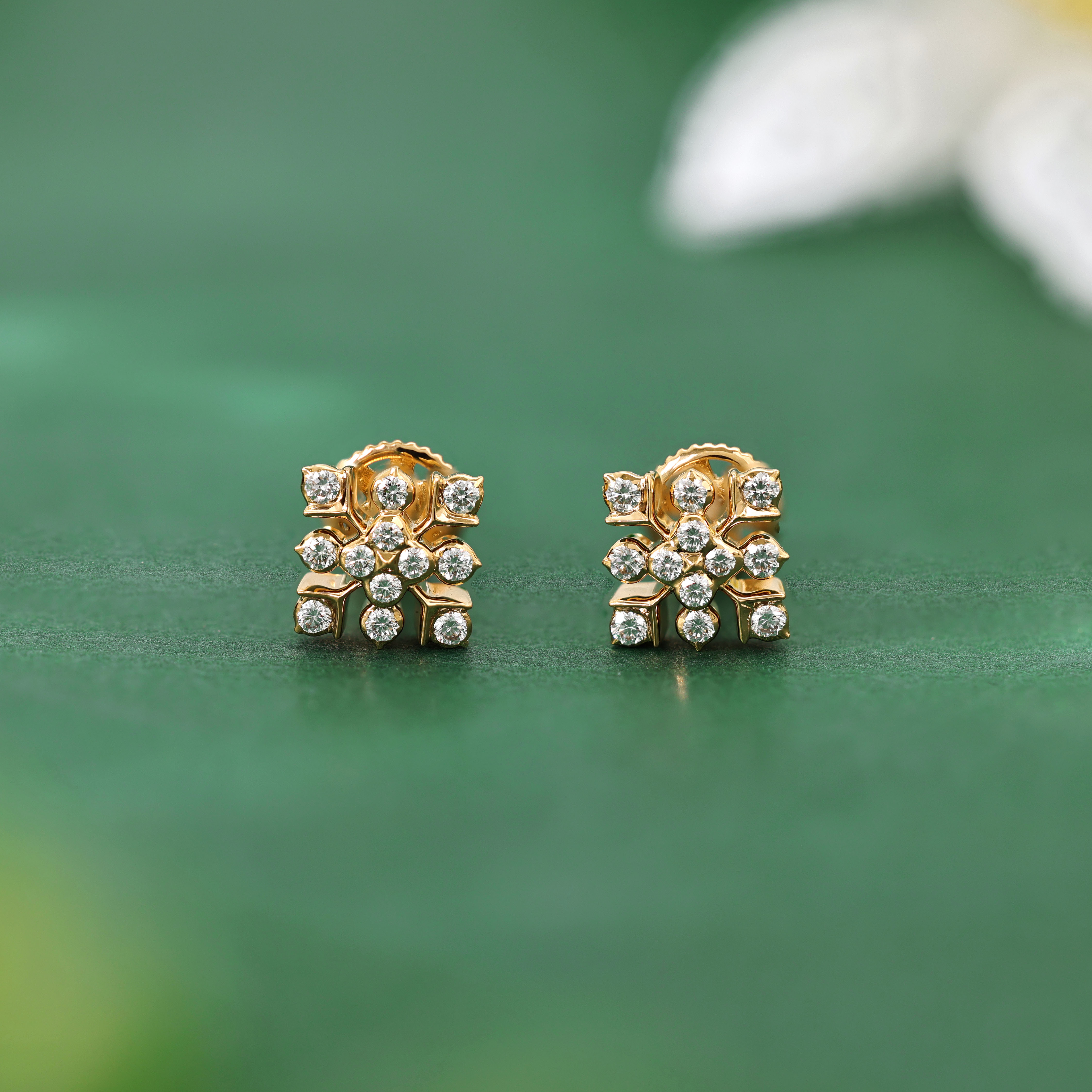 Buy Radiant Square Bloom Diamond Earrings | GRT Jewellers
