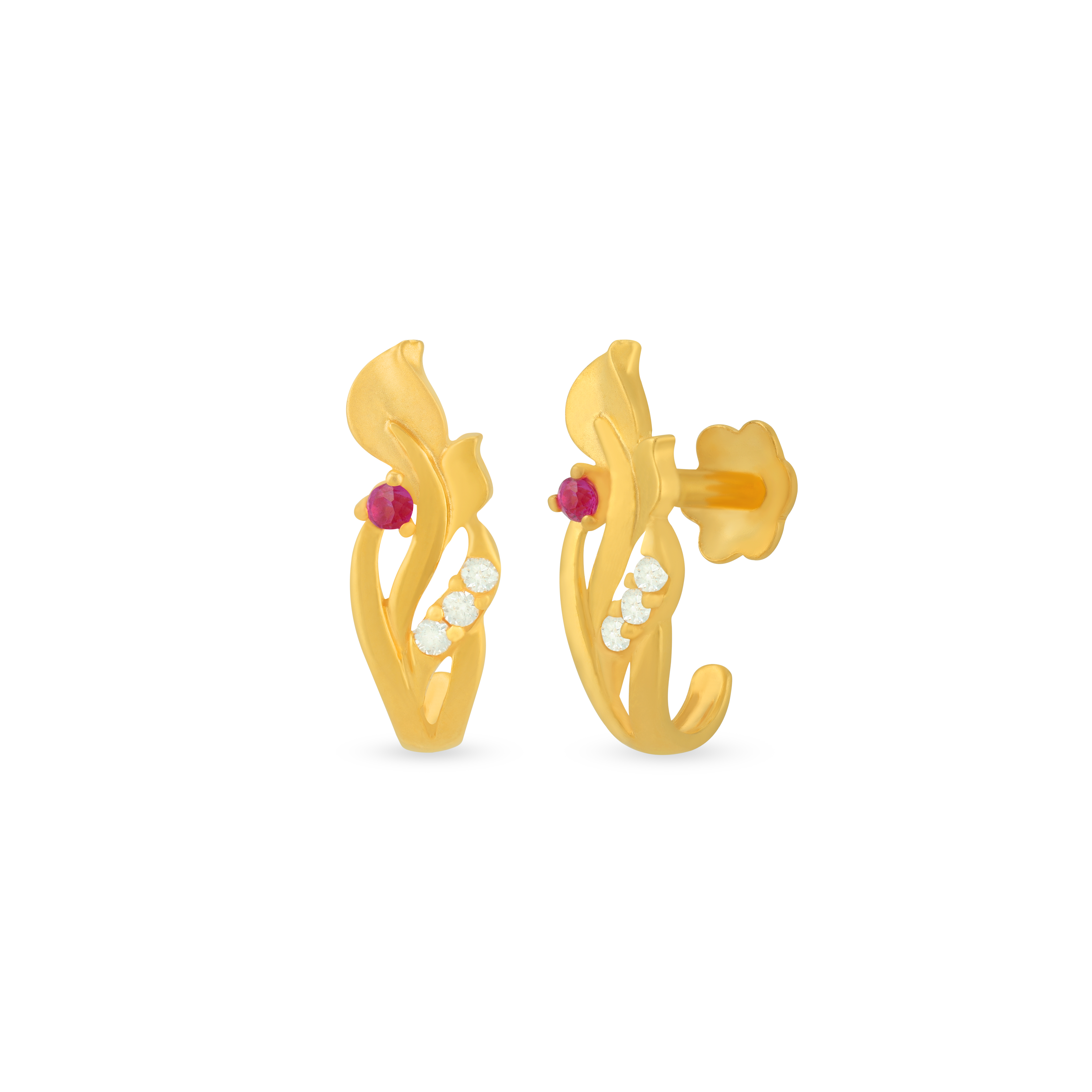 Buy Trendy Gold Flower Design Gold Earrings |GRT Jewellers