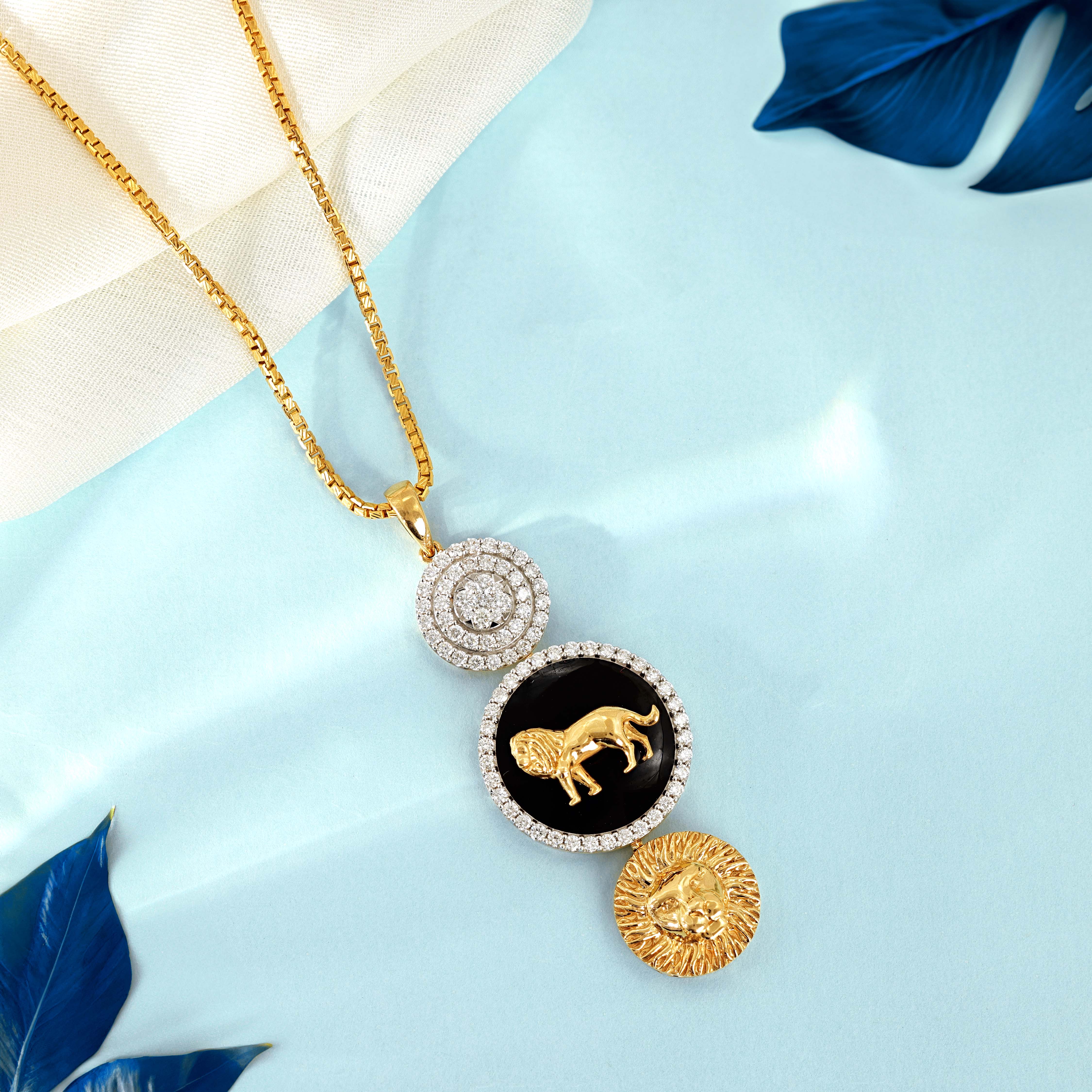 Buy Lion Splendor Gold Pendant - Majesty of the Wild | GRT Jewellers