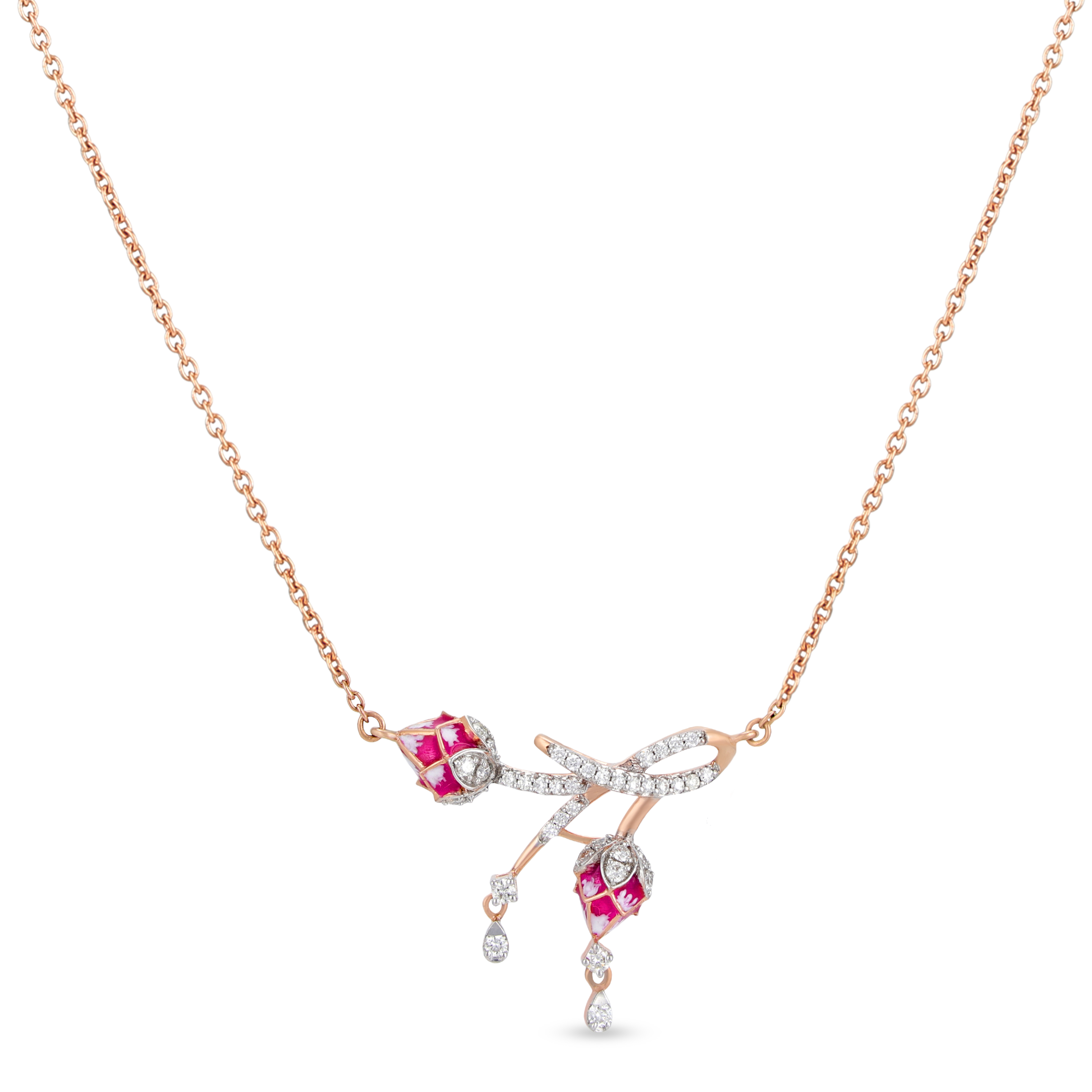 Buy Ebullient Dual Floral Diamond Necklace - Lily Ripples Collection ...