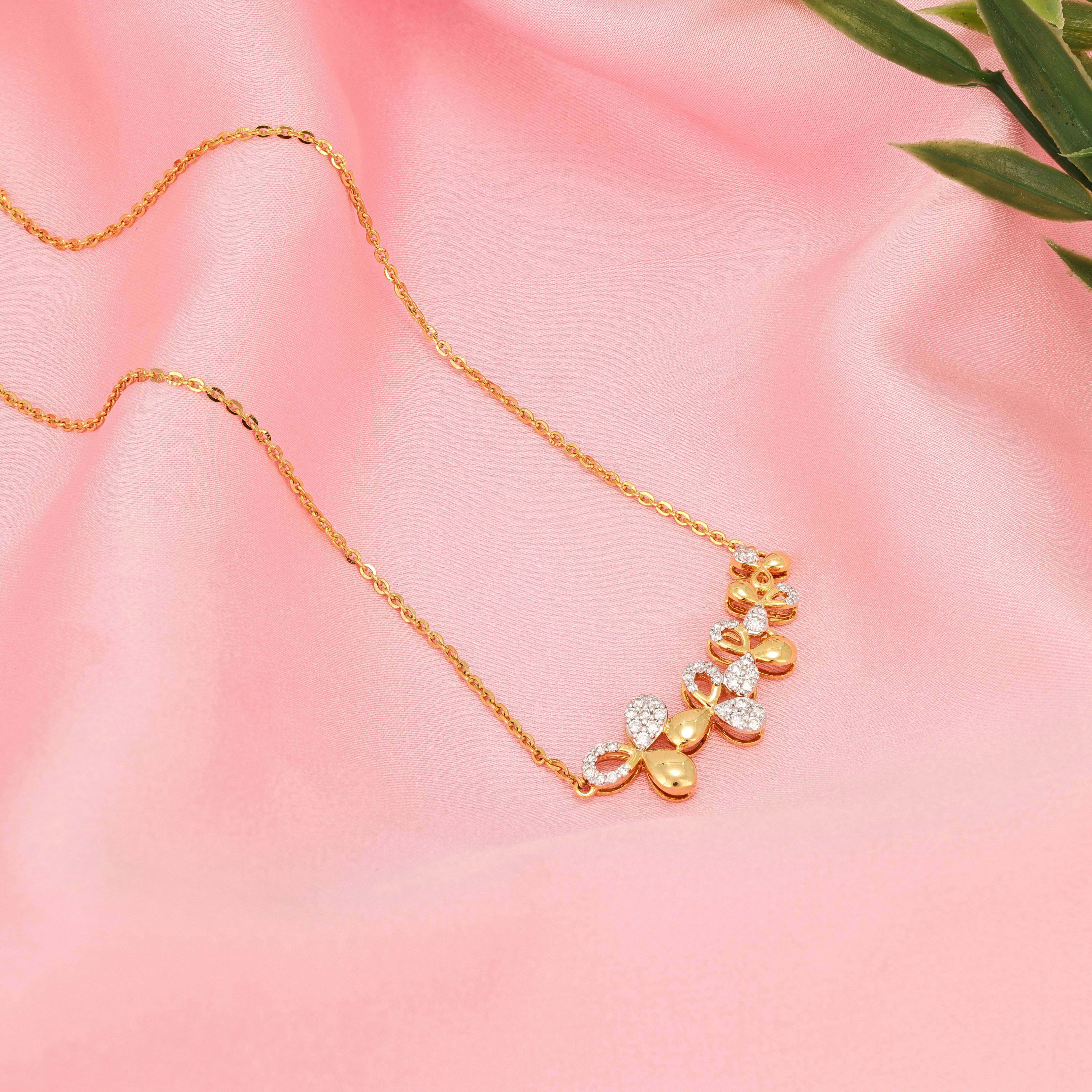 Buy Graceful Sparkle-Stripe Floral Diamond Necklace | GRT Jewellers